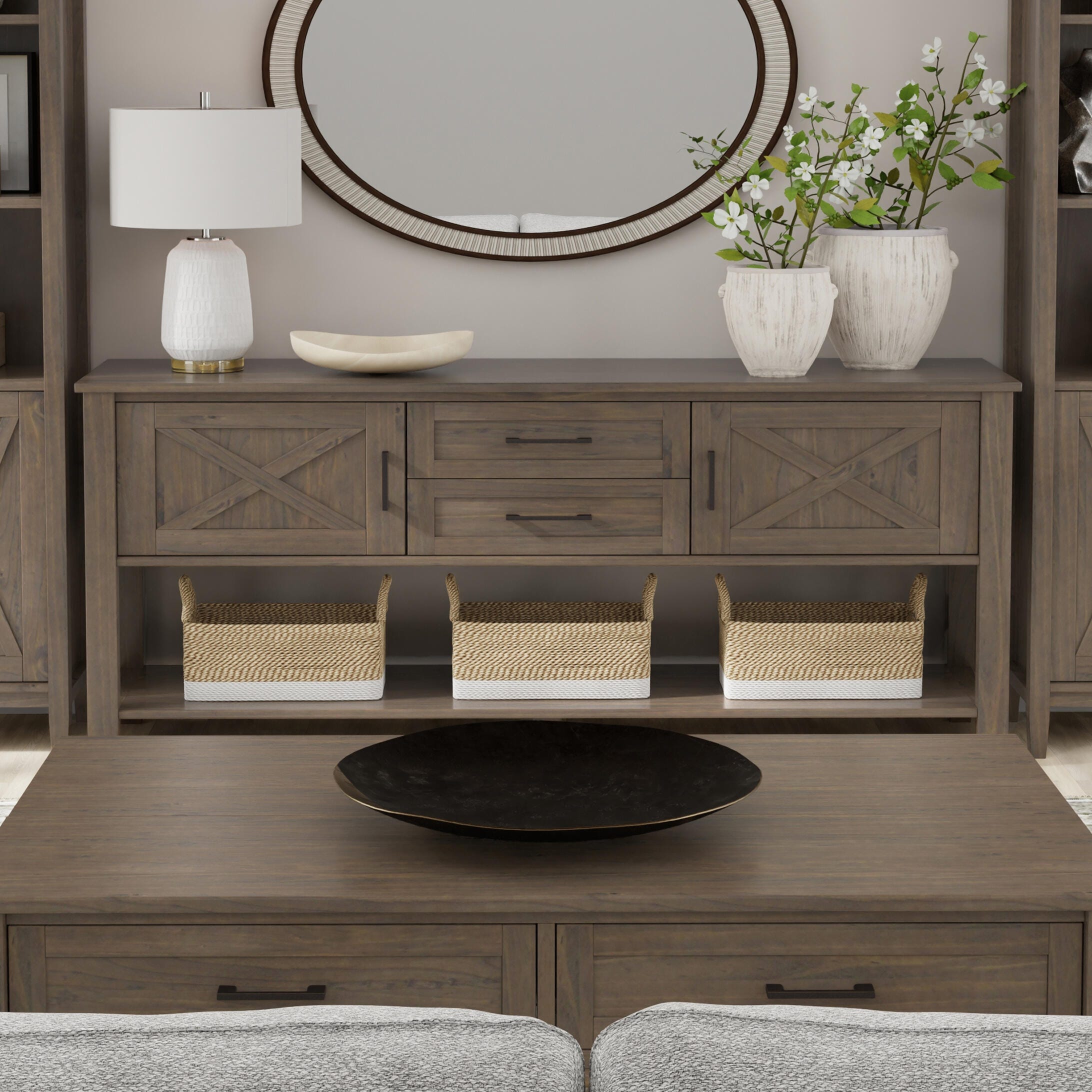 Click here for Simpli Home Ela Console Table  Smoky Brown prices