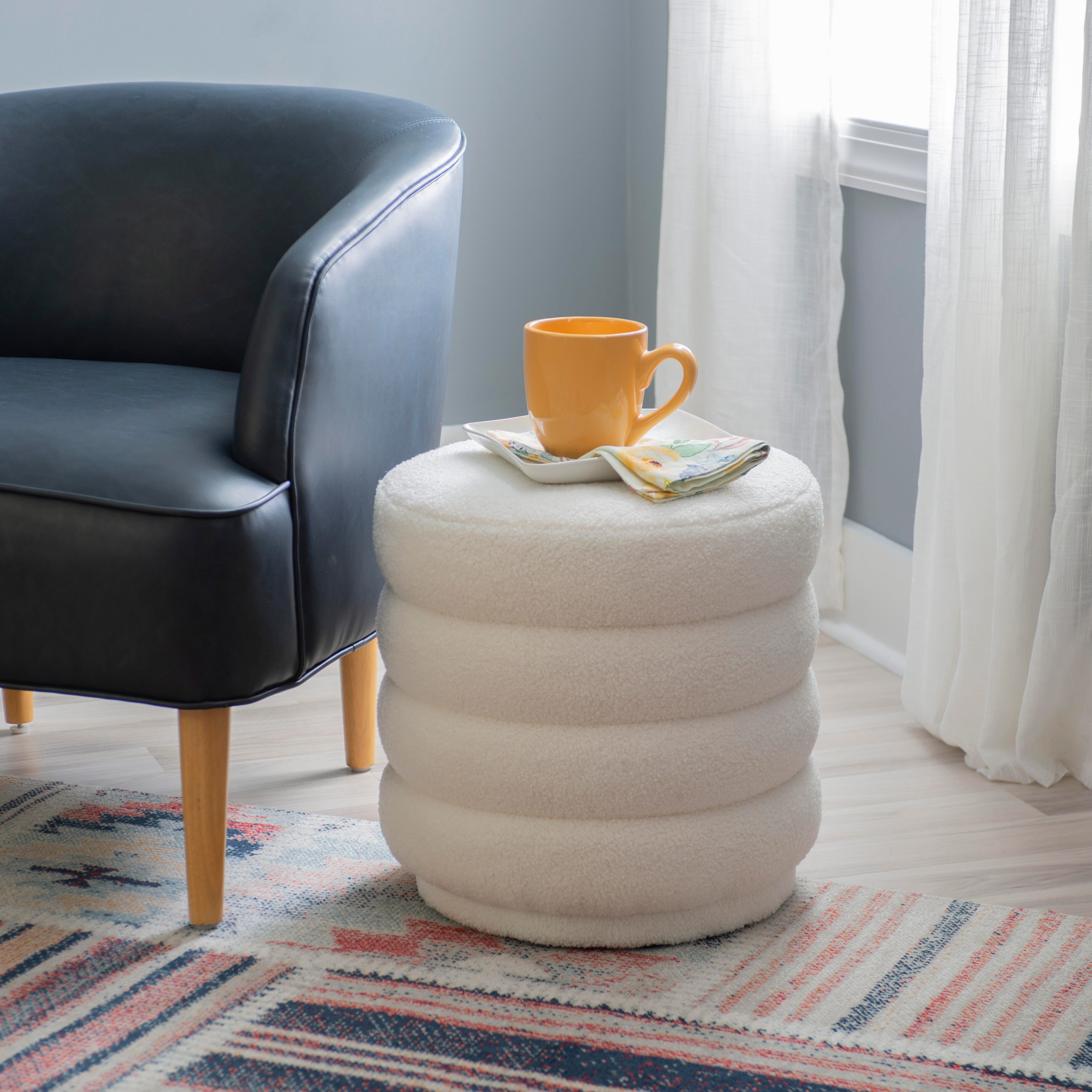 Click here for Linon Farley Round Ottoman  White prices