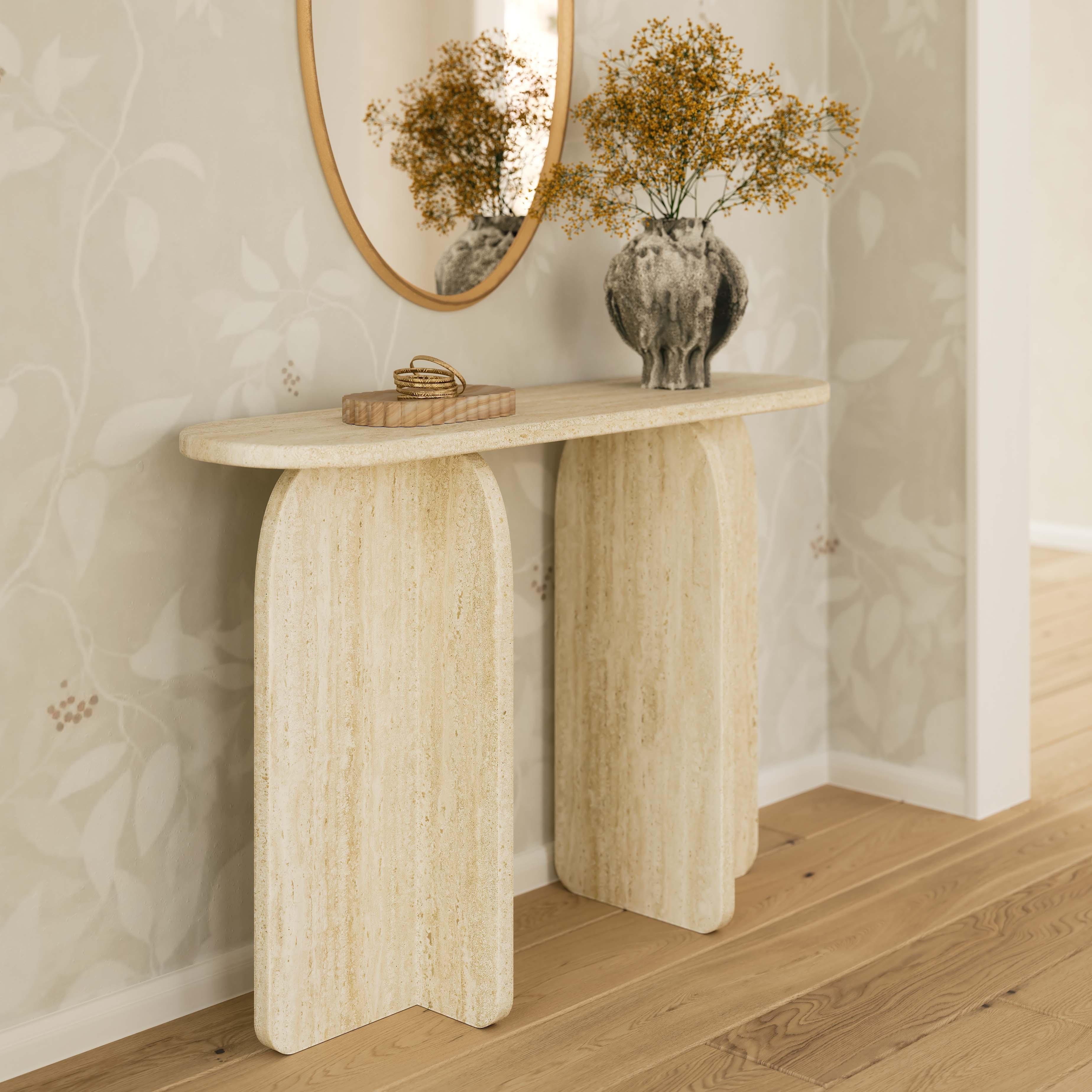Click here for TOV Furniture Clementine Console Table  Travertine prices