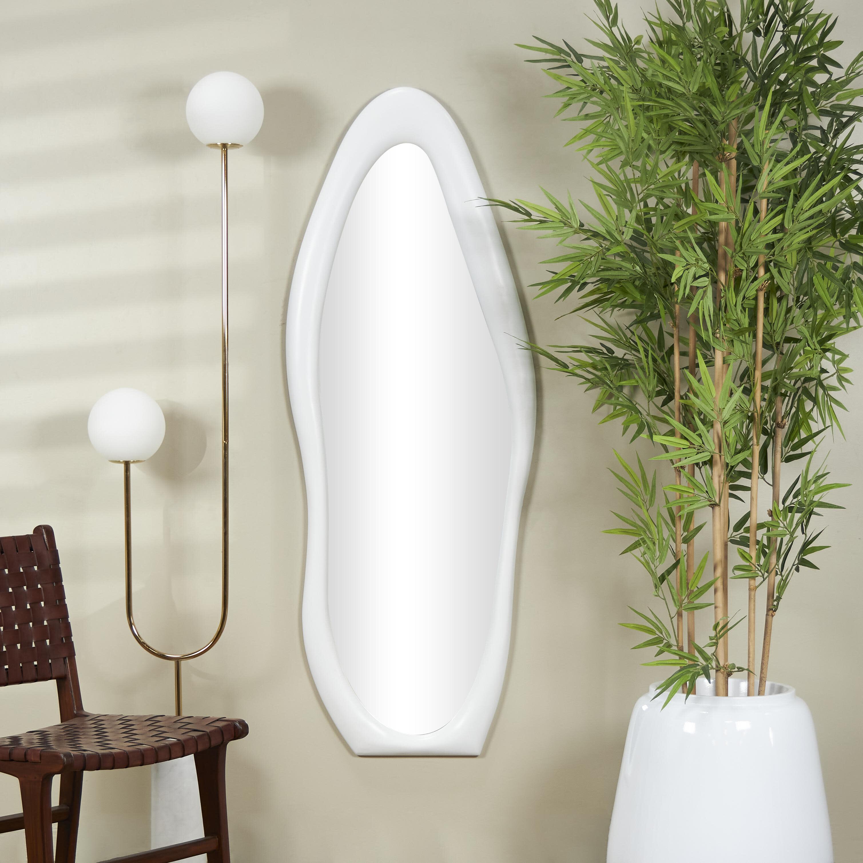 Click here for Bayberry Lane Abstract Wavy Wall Mirror  White prices