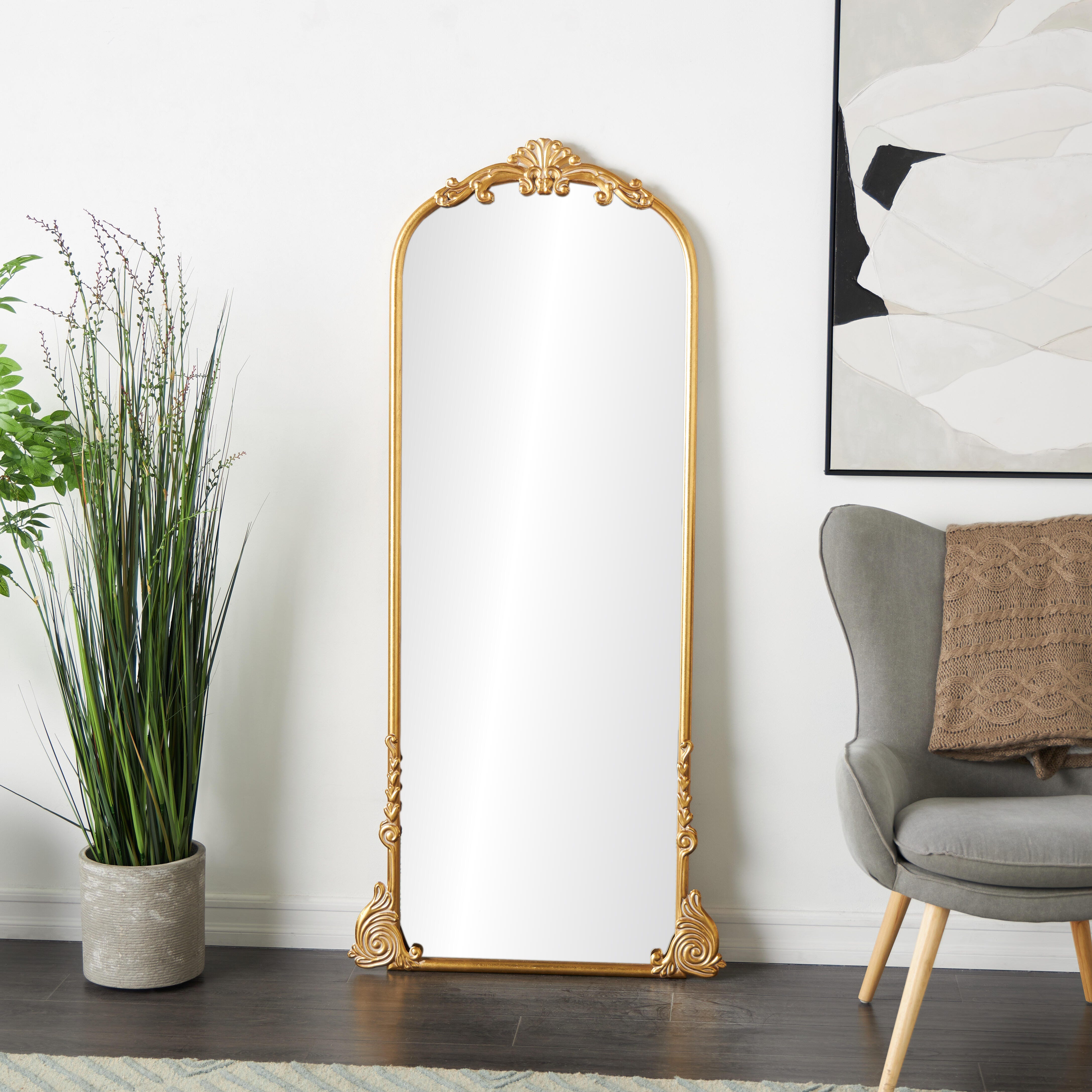 Click here for Bayberry Lane Arched Baroque Floor Mirror  Gold prices