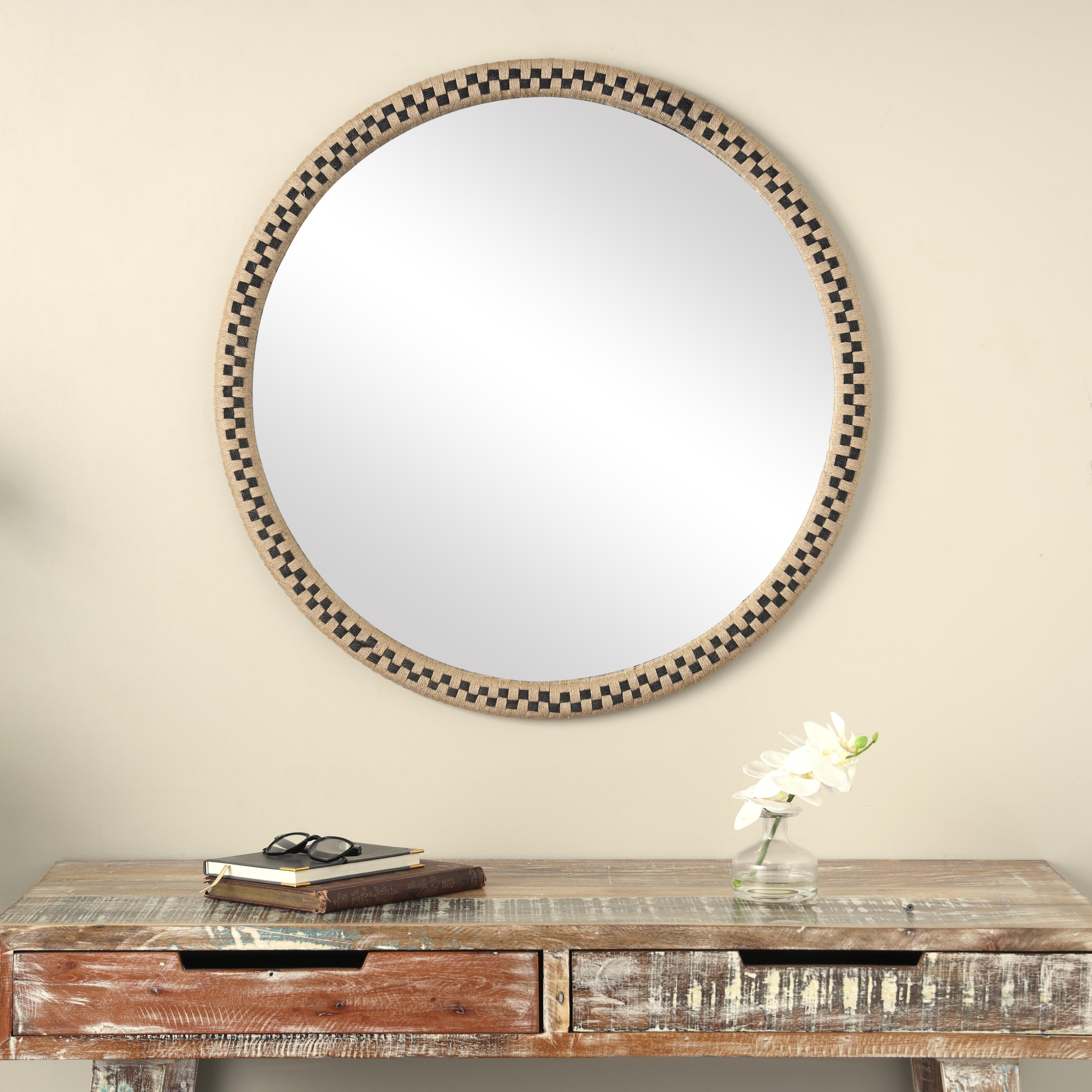 Click here for Bayberry Lane Woven Checkered Wall Mirror  Brown prices