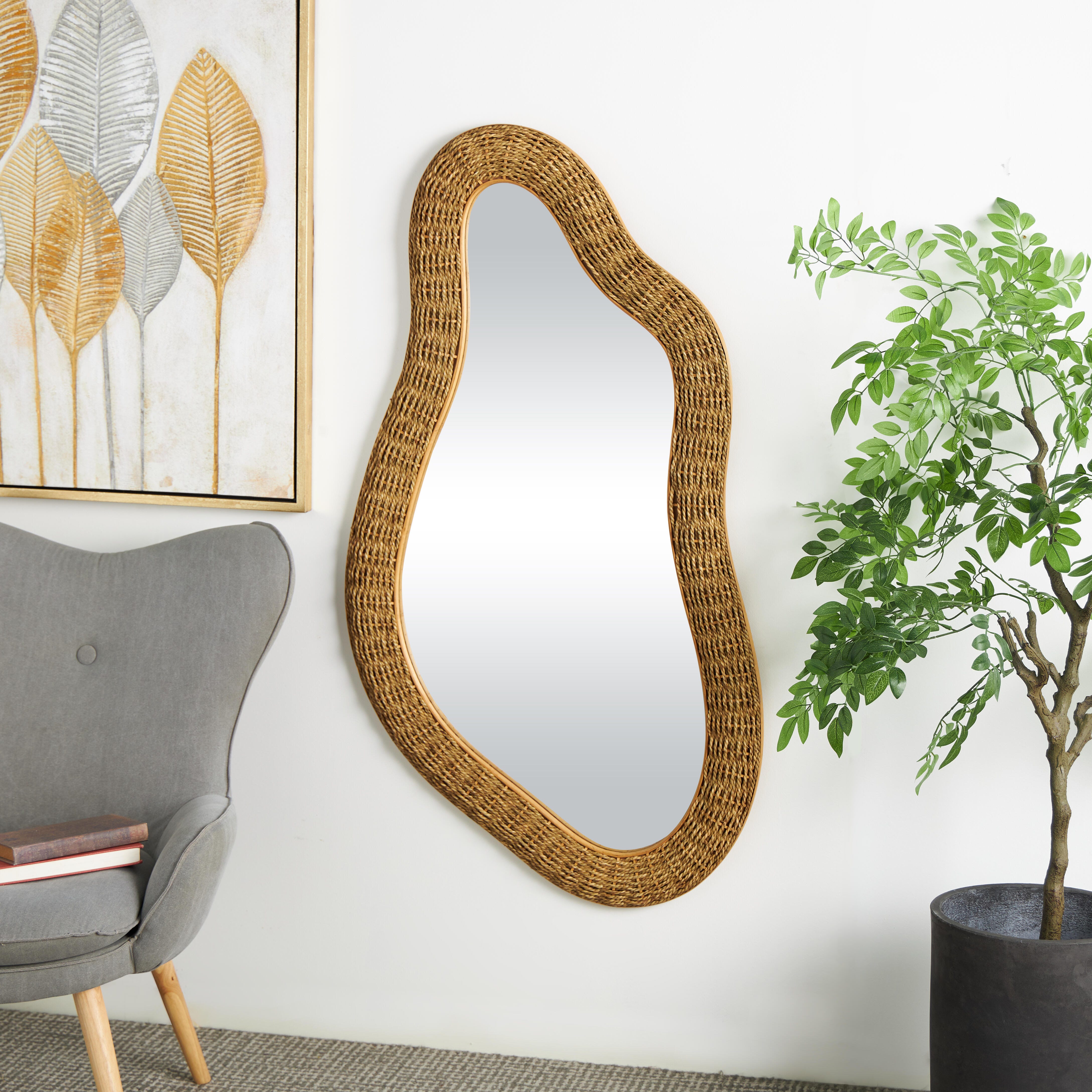 Click here for Bayberry Lane Woven Oval Wall Mirror  Brown prices