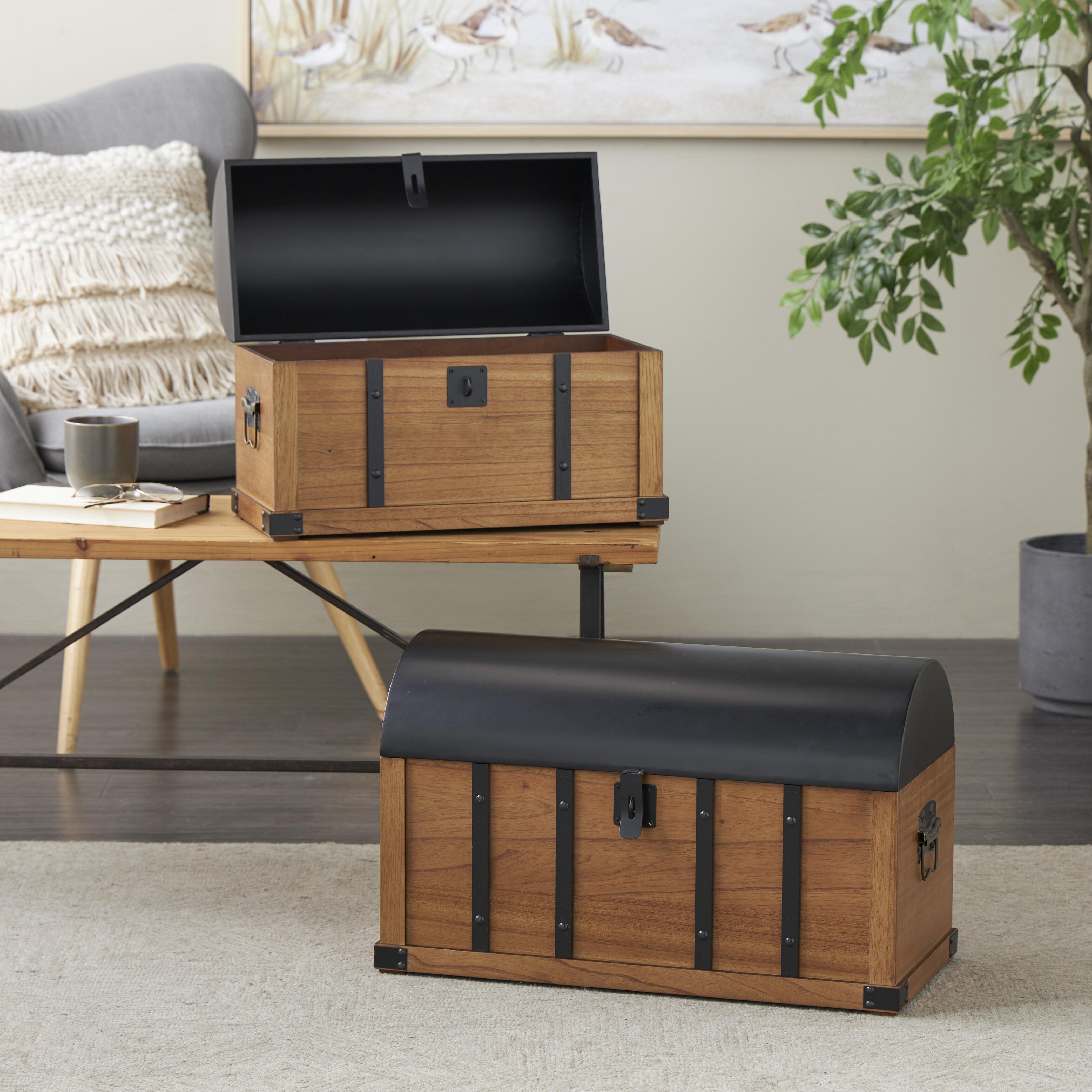 Click here for Bayberry Lane Studded Storage Trunk (Set of 2)  Br... prices