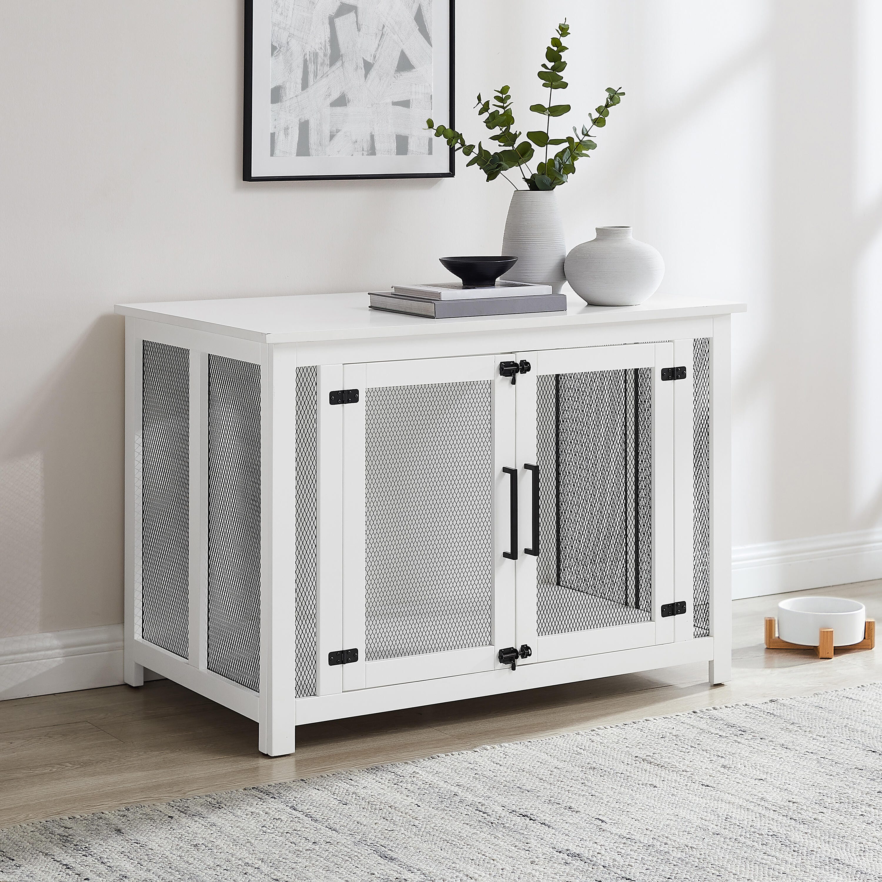 Click here for Crosley Furniture Dane Credenza Dog Crate  White prices