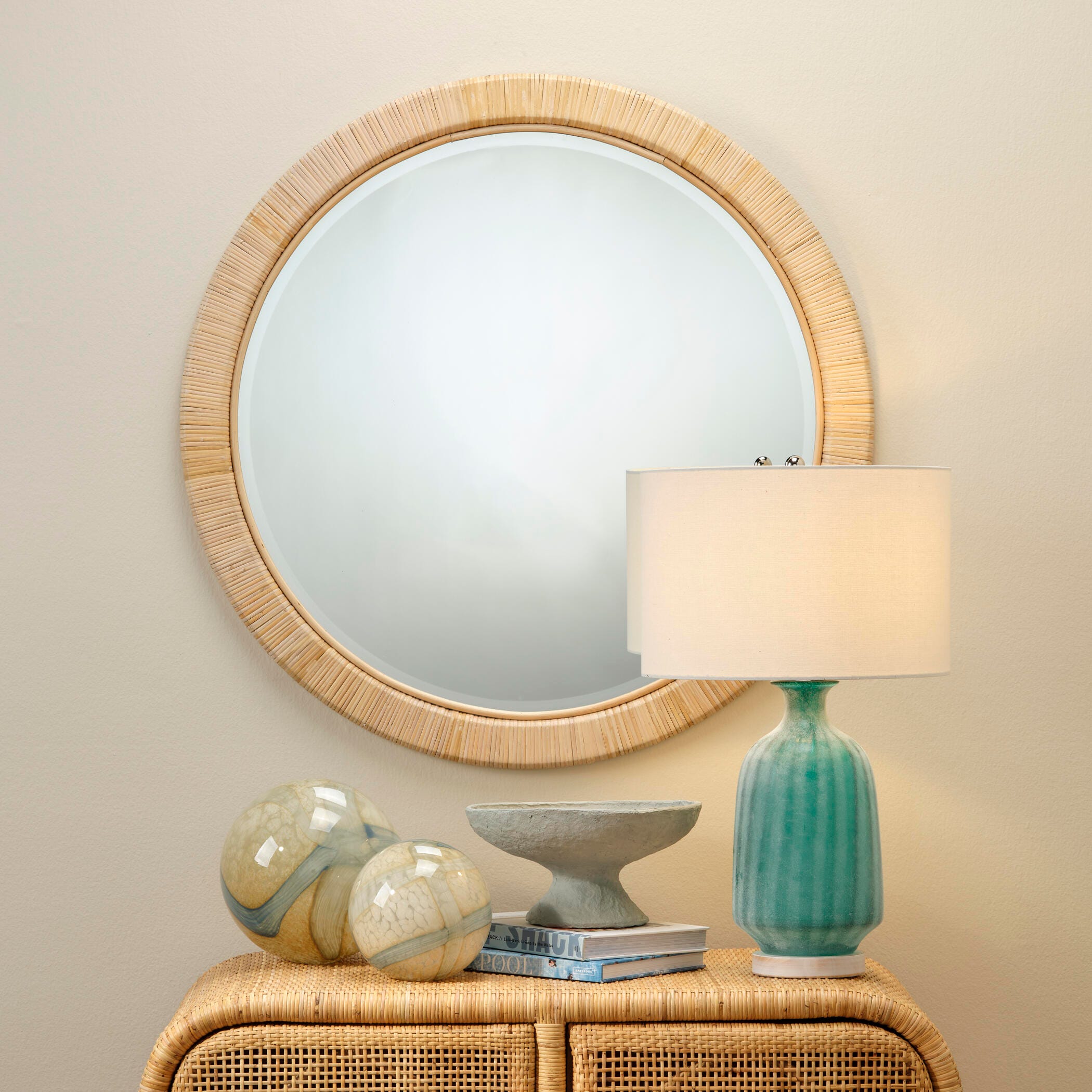 Click here for Relaxed Elegance Malakai Round Wall Mirror  Natura... prices