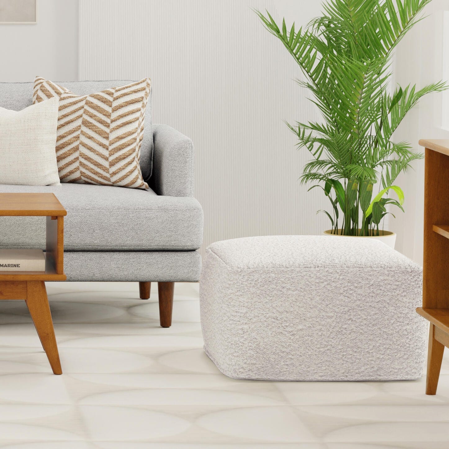 Click here for Simpli Home Chantal Pouf  Ivory prices