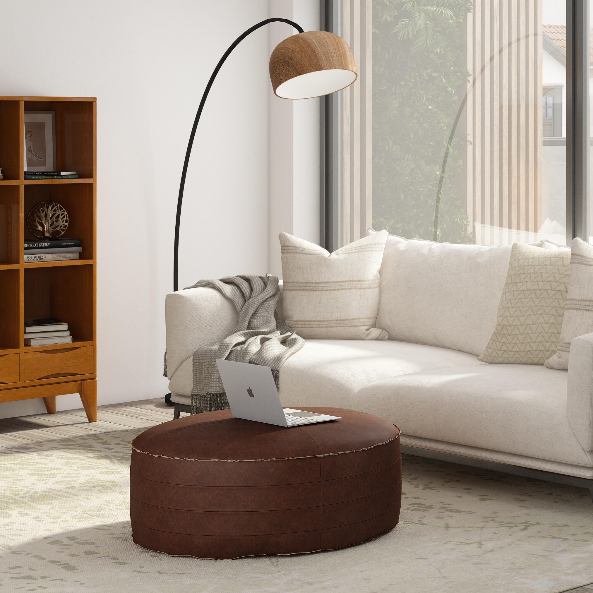 Click here for Simpli Home Brody Round Coffee Table Pouf  Distres... prices