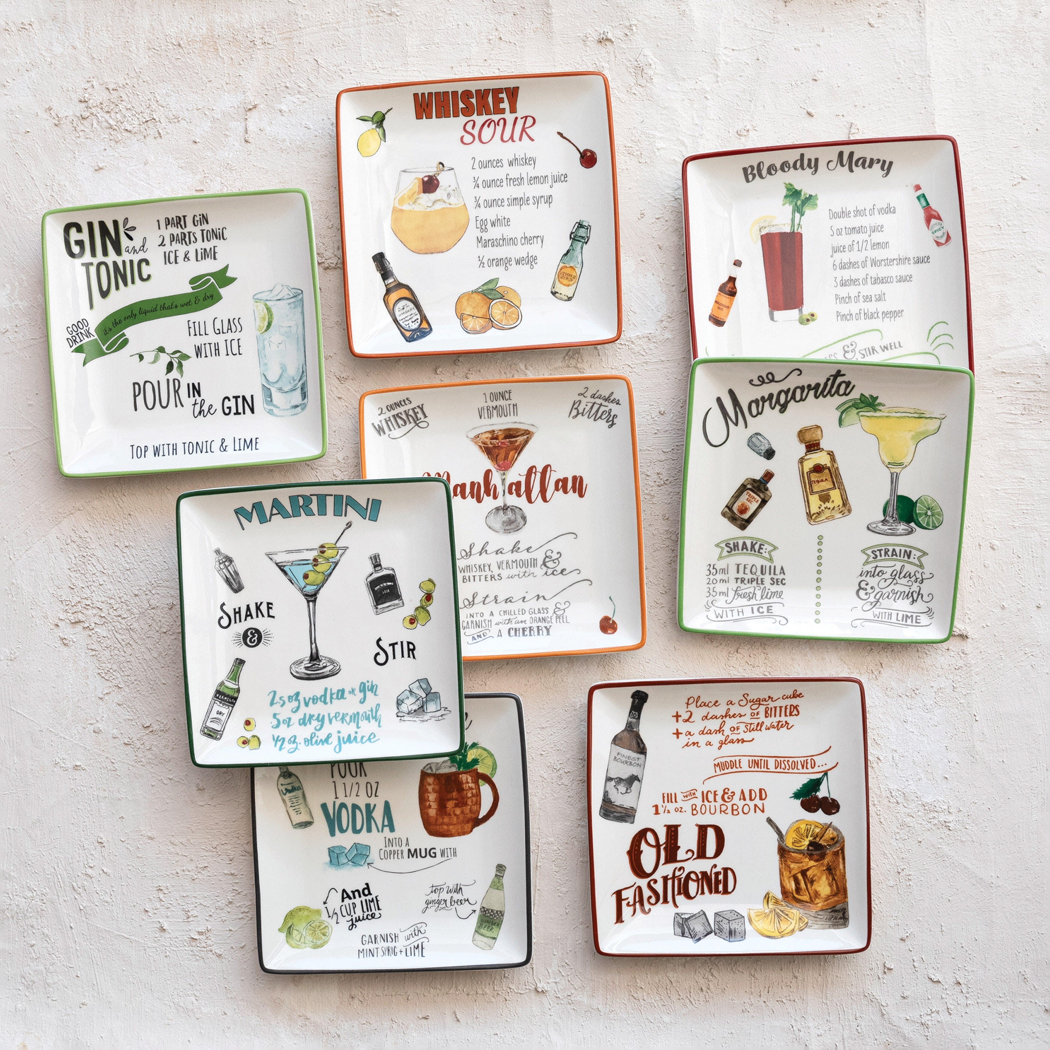 Click here for Storied Home Plate Set with Cocktail Recipes Desig... prices