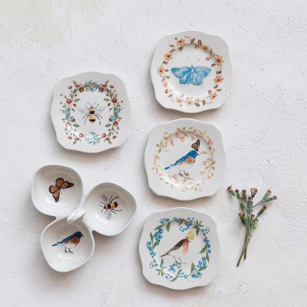 Click here for Storied Home Plates with Painted Fauna (Set of 12)... prices