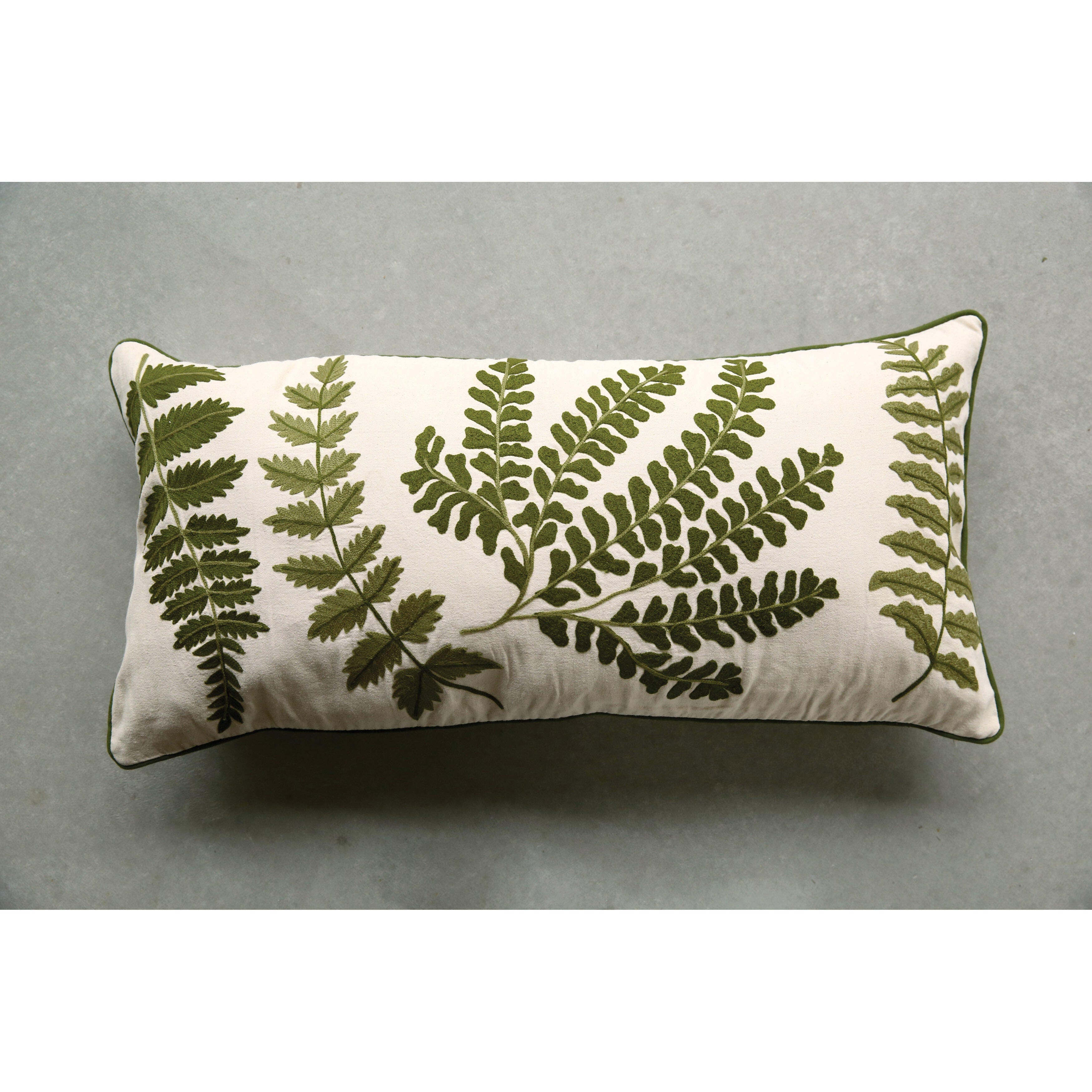 Click here for Storied Home Fern Fronds Embroidery Lumbar Pillow... prices