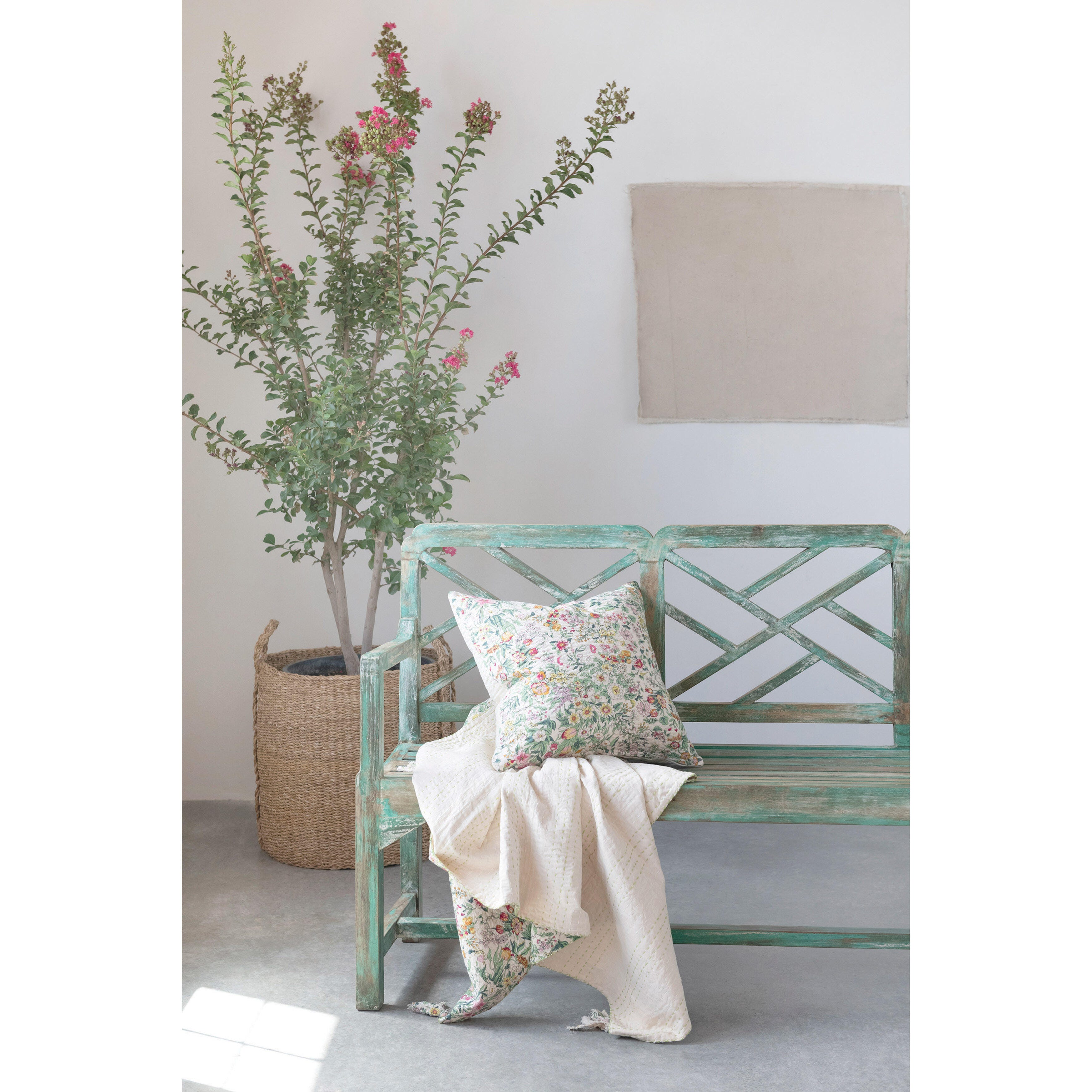 Click here for Storied Home Kantha Floral Pattern Quilted Throw... prices