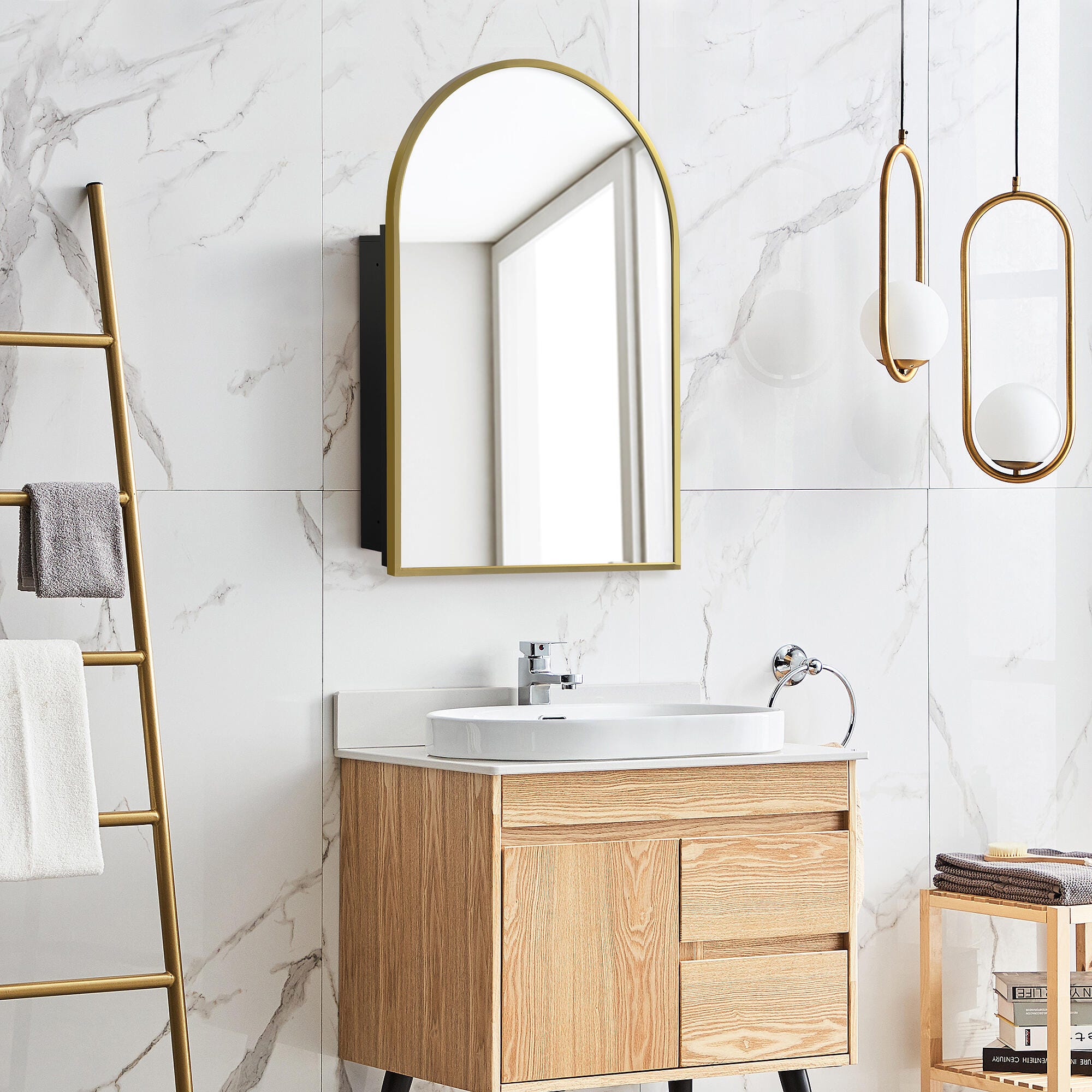 Click here for Dovelina Feronia Medicine Cabinet with Mirror  Gol... prices