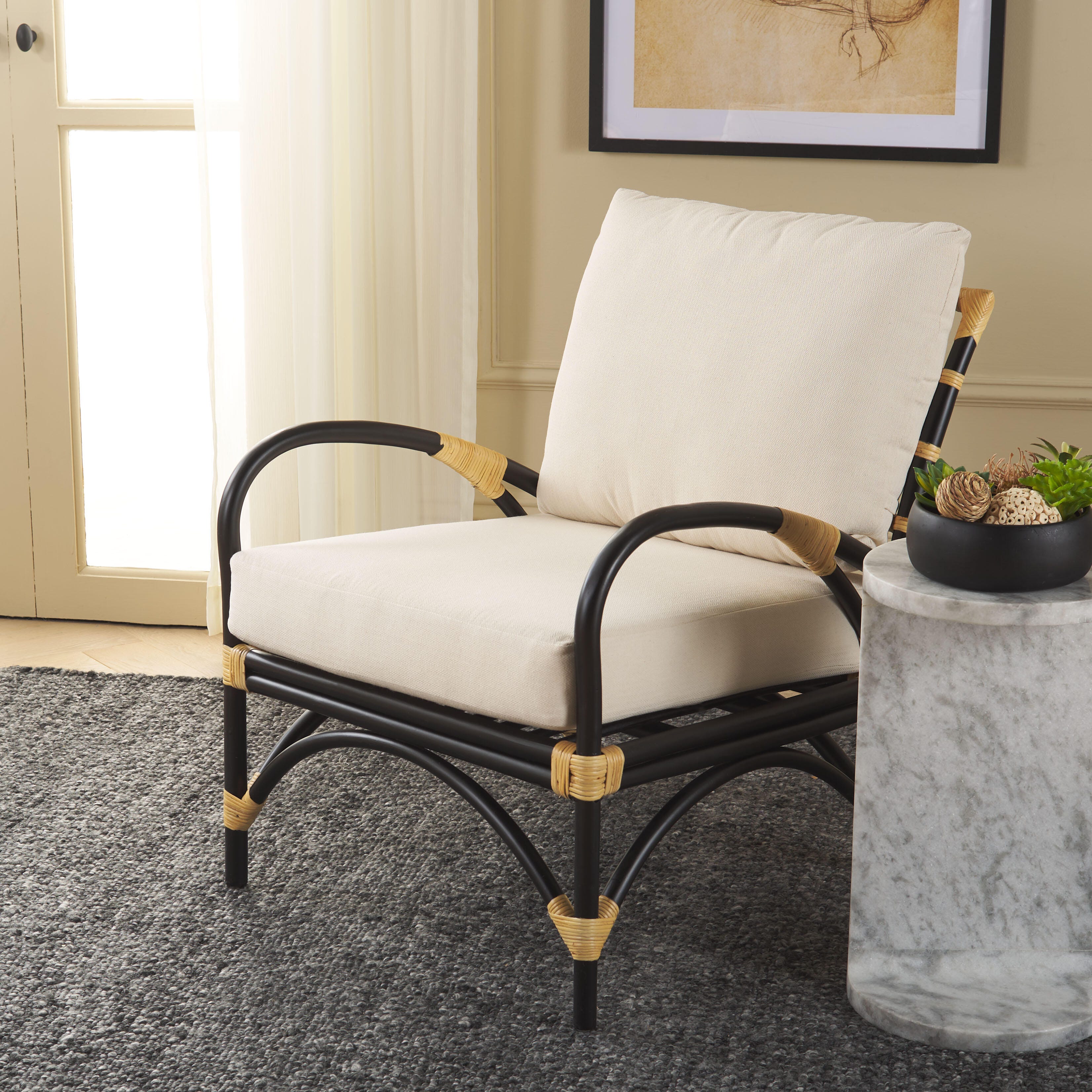 Click here for Safavieh Meara Accent Chair  White/Black prices