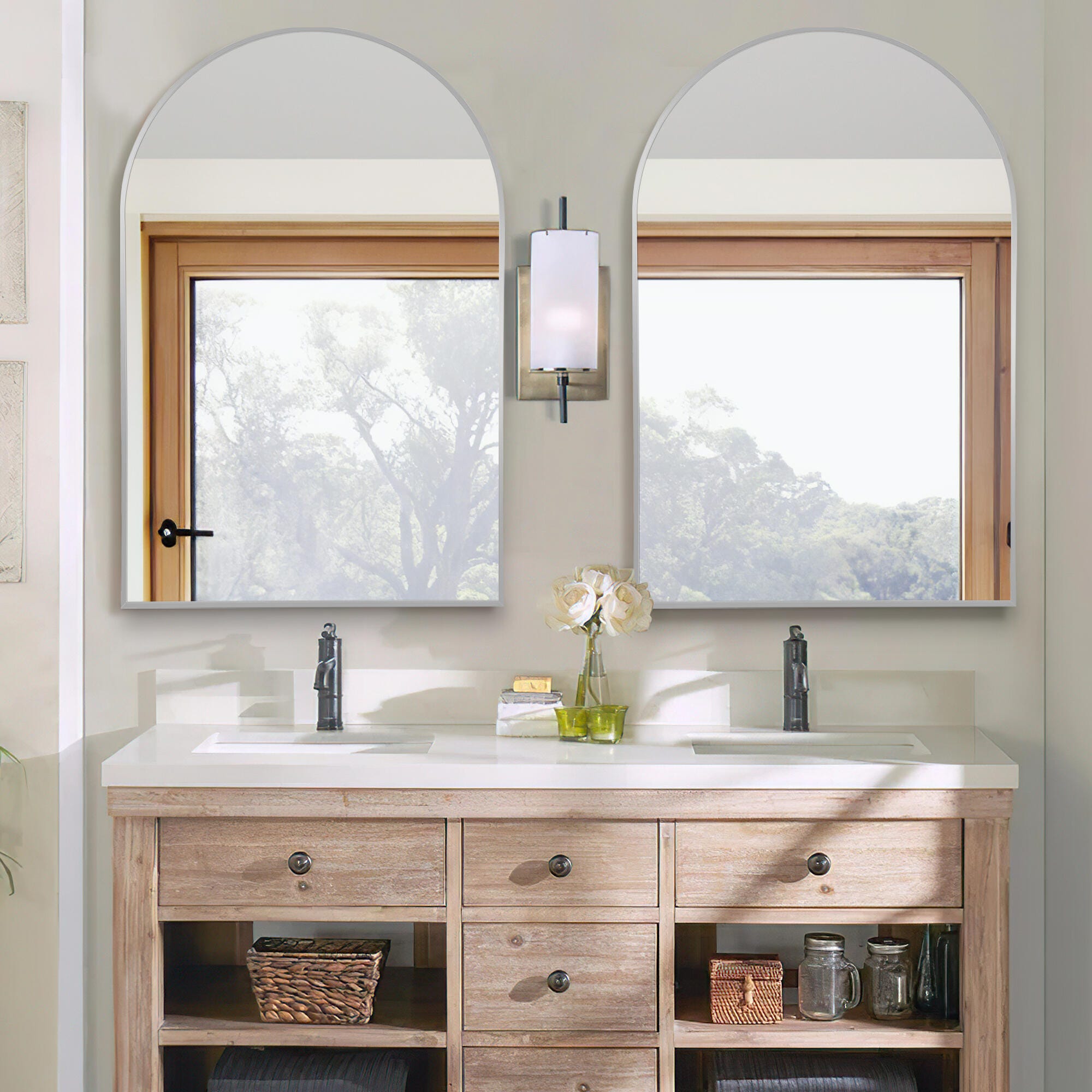 Click here for Dovelina Dulcea Arch Wall Mirror (Set of 2)  Silve... prices