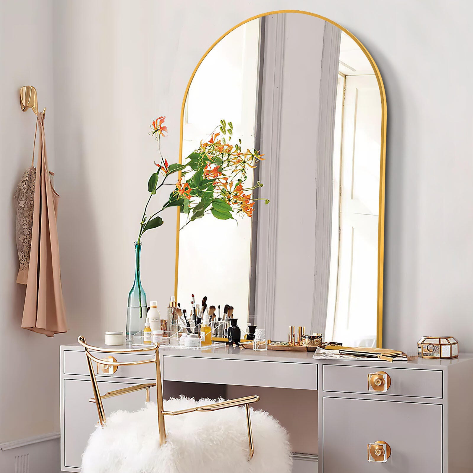 Click here for Dovelina Dulcea Arch Wall Mirror (Set of 2)  Gold prices
