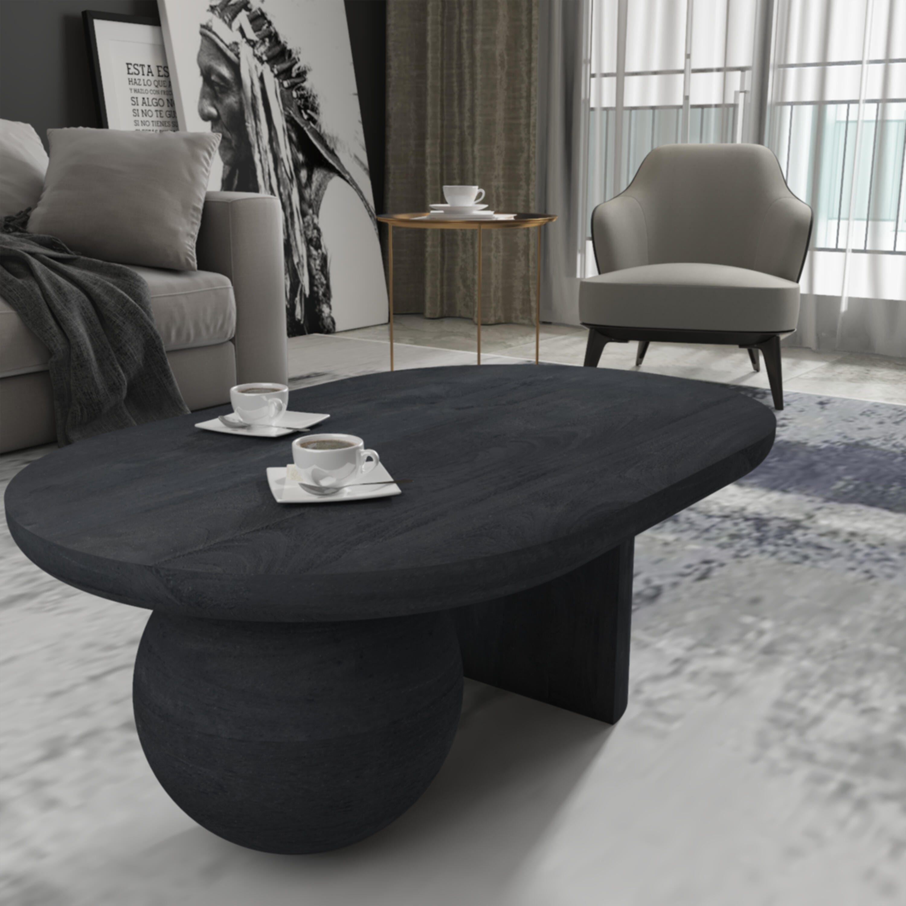 Click here for Benzara Uri Coffee Table  Sanblasted Black prices