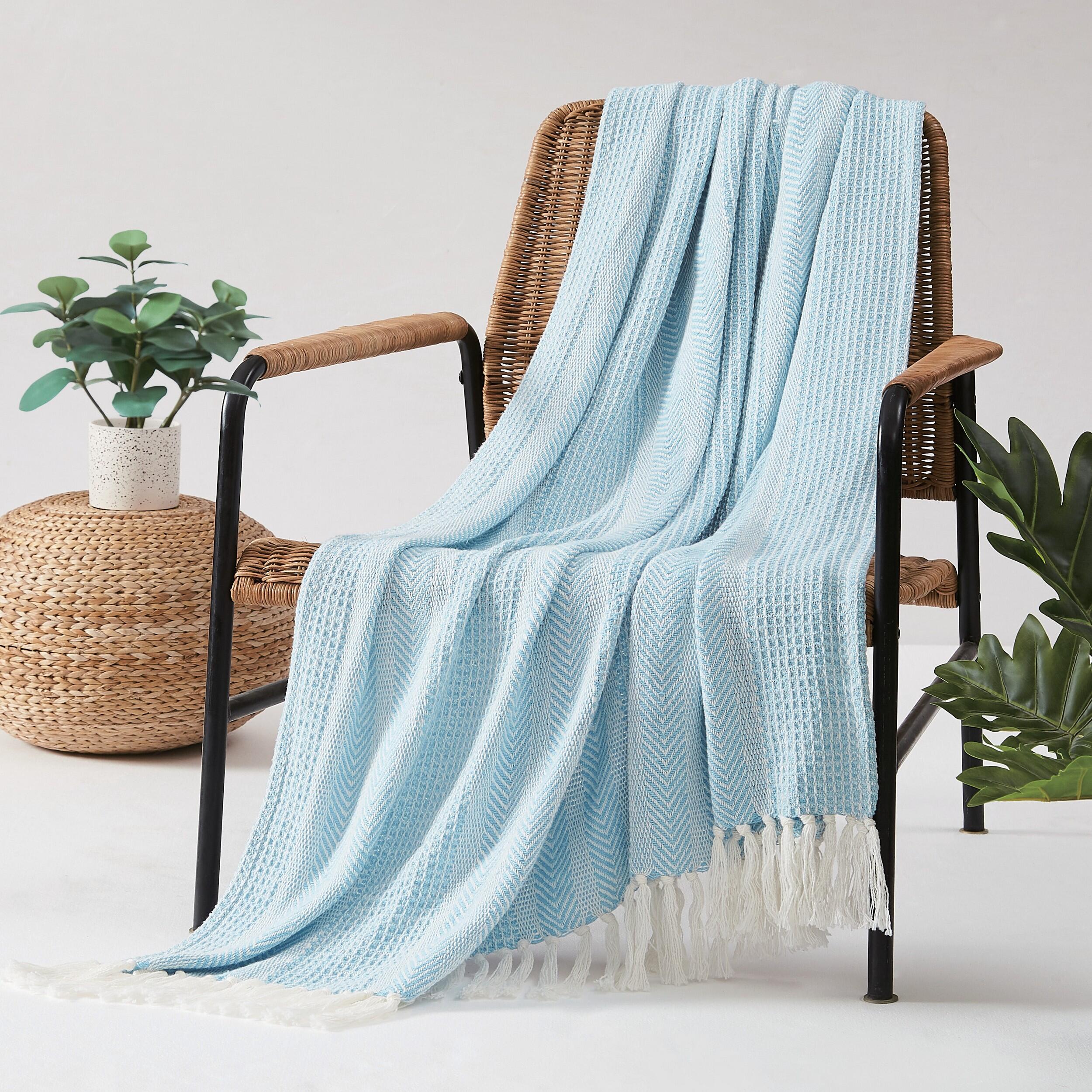 Click here for Oceanfront Resort Stripe Throw  Blue prices
