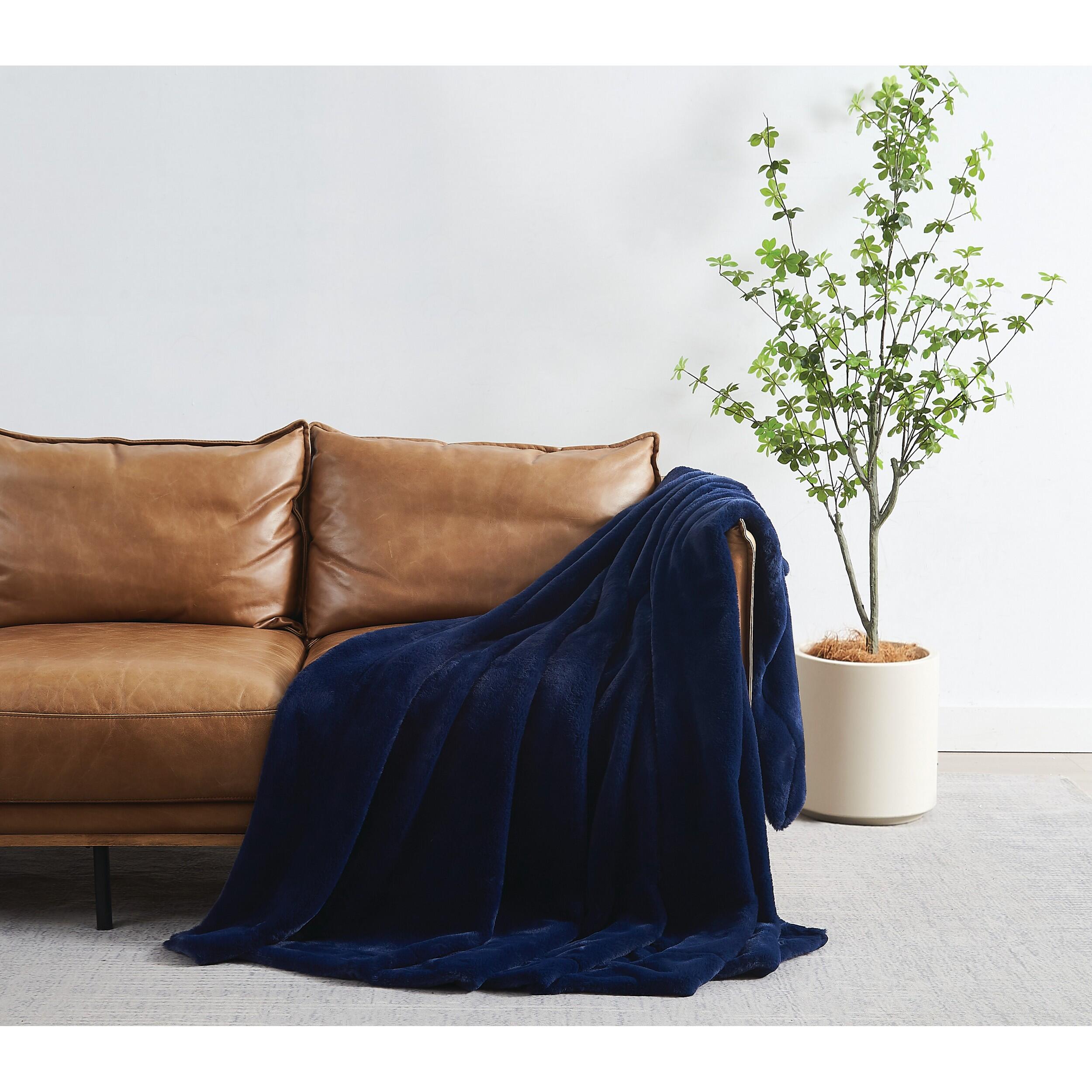 Click here for Royal Velvet Solid Throw  Navy Blue prices