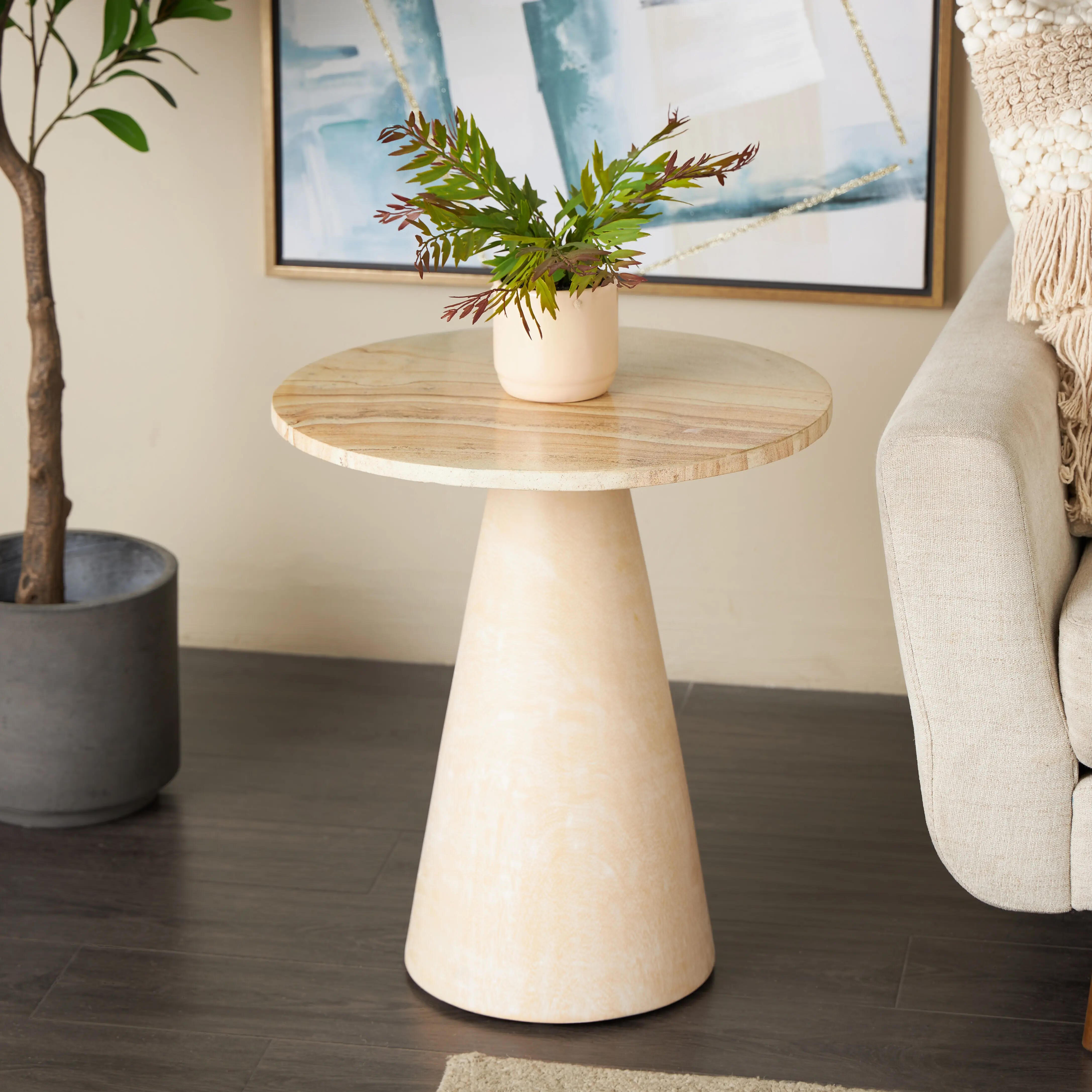 Click here for Bayberry Lane Cone Accent End Table  Cream prices