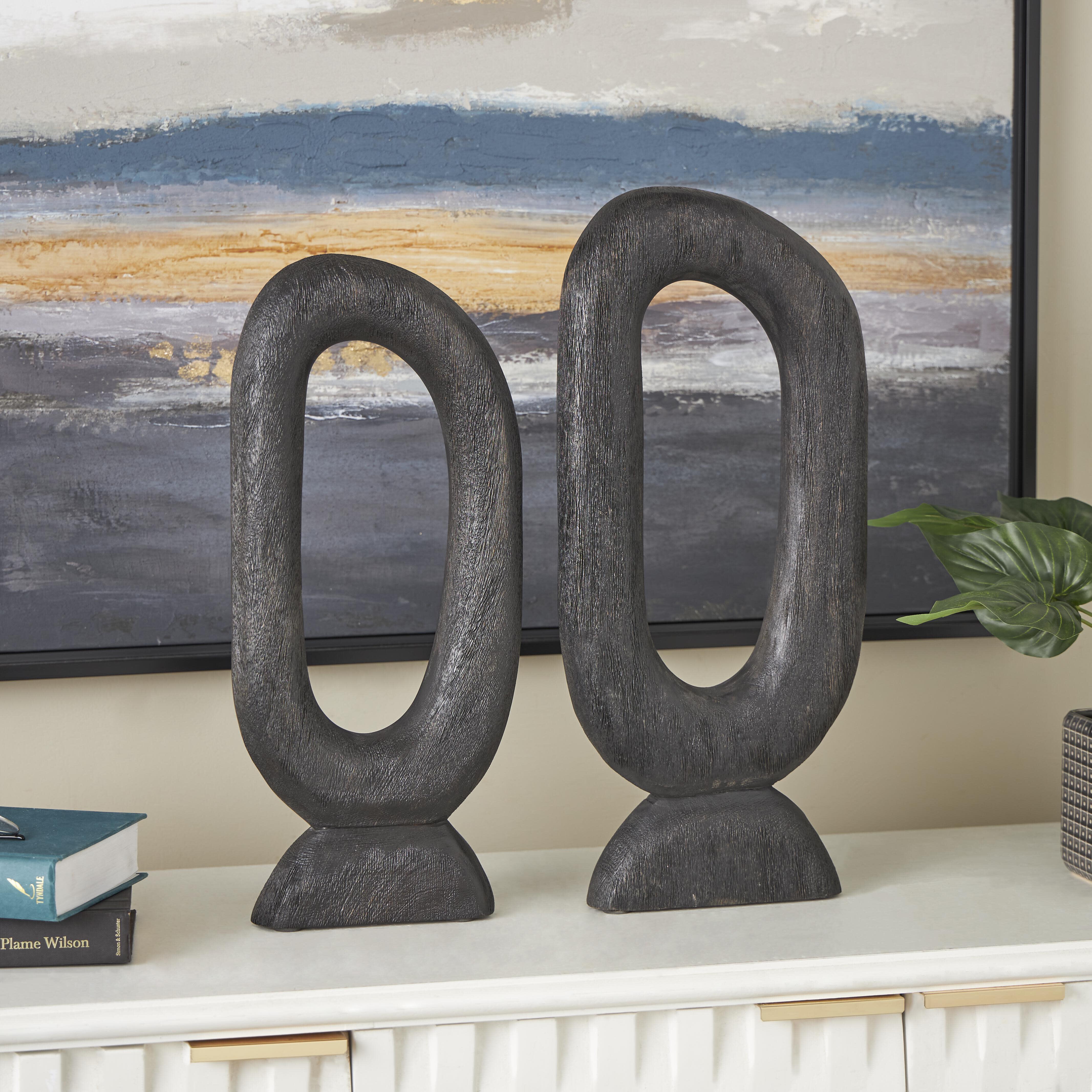 Click here for Bayberry Lane Decorative Oval Sculpture Set  Black prices