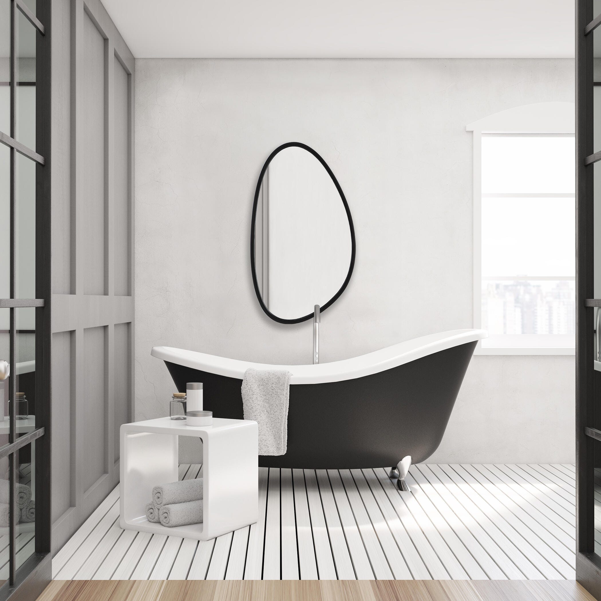 Click here for Exalted Living Asymmetrical Accent Mirror  Black prices