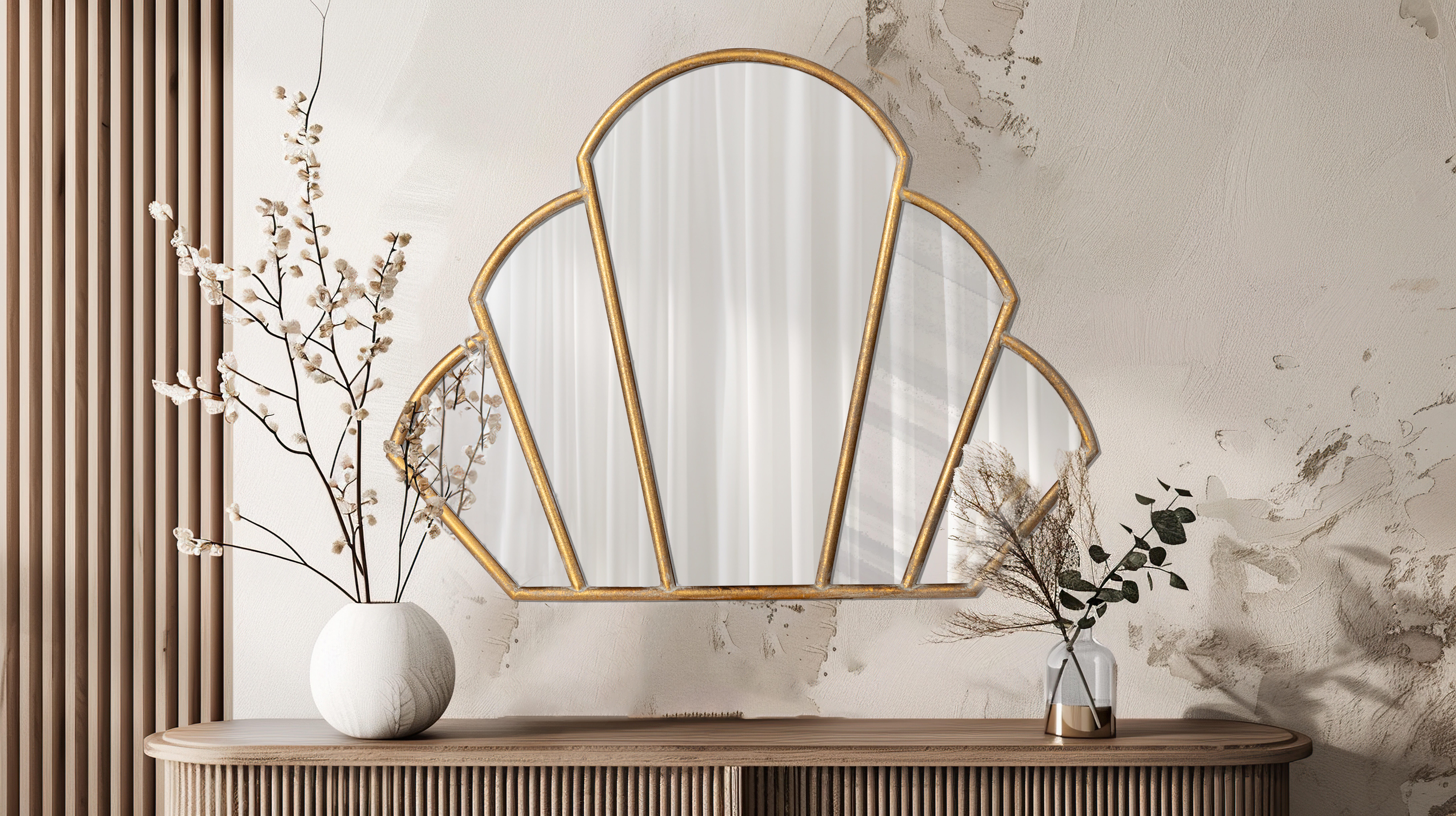 Click here for Storied Home Scallop Shaped Wall Mirror  Antique G... prices