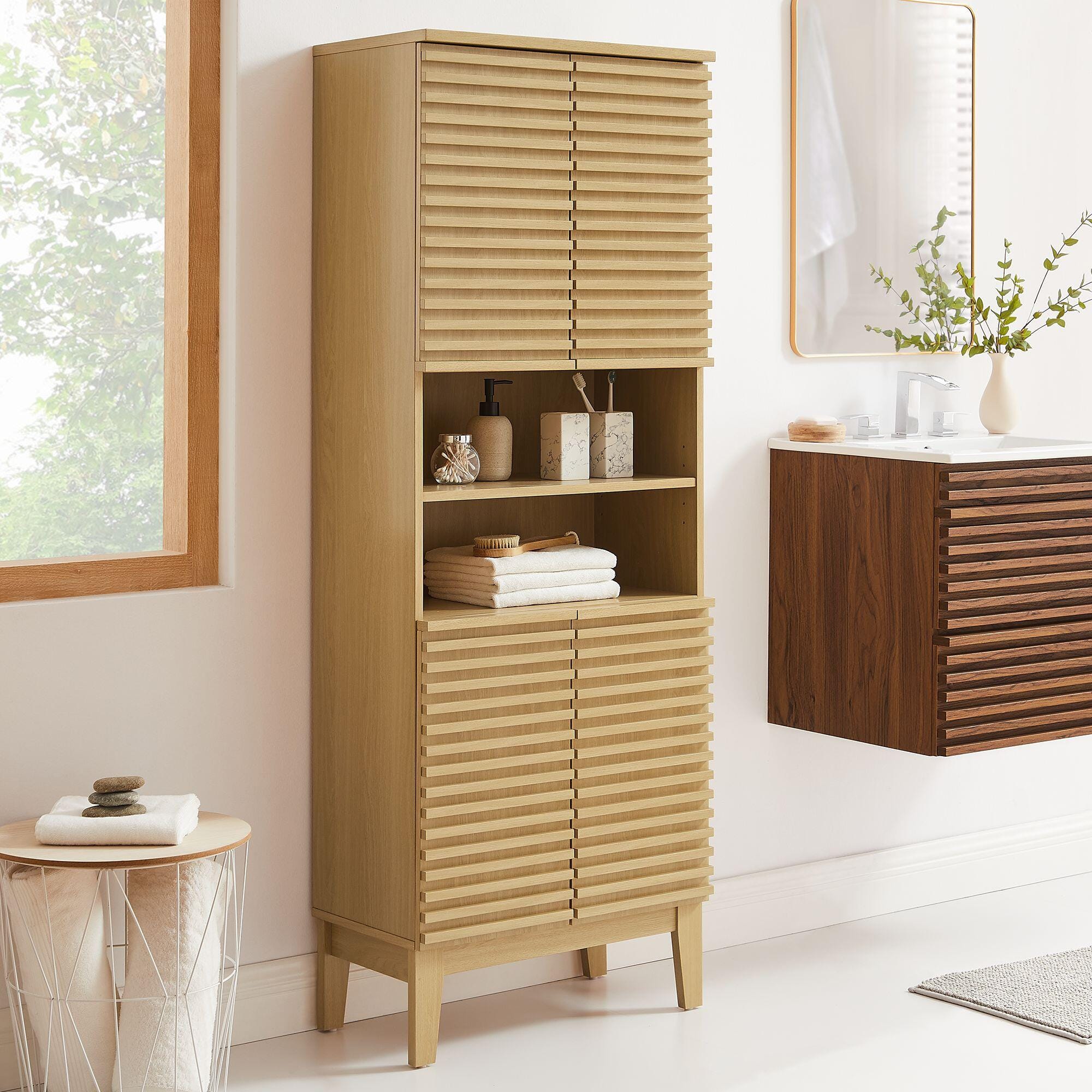 Click here for Modway Render Tall Storage Cabinet  Oak prices