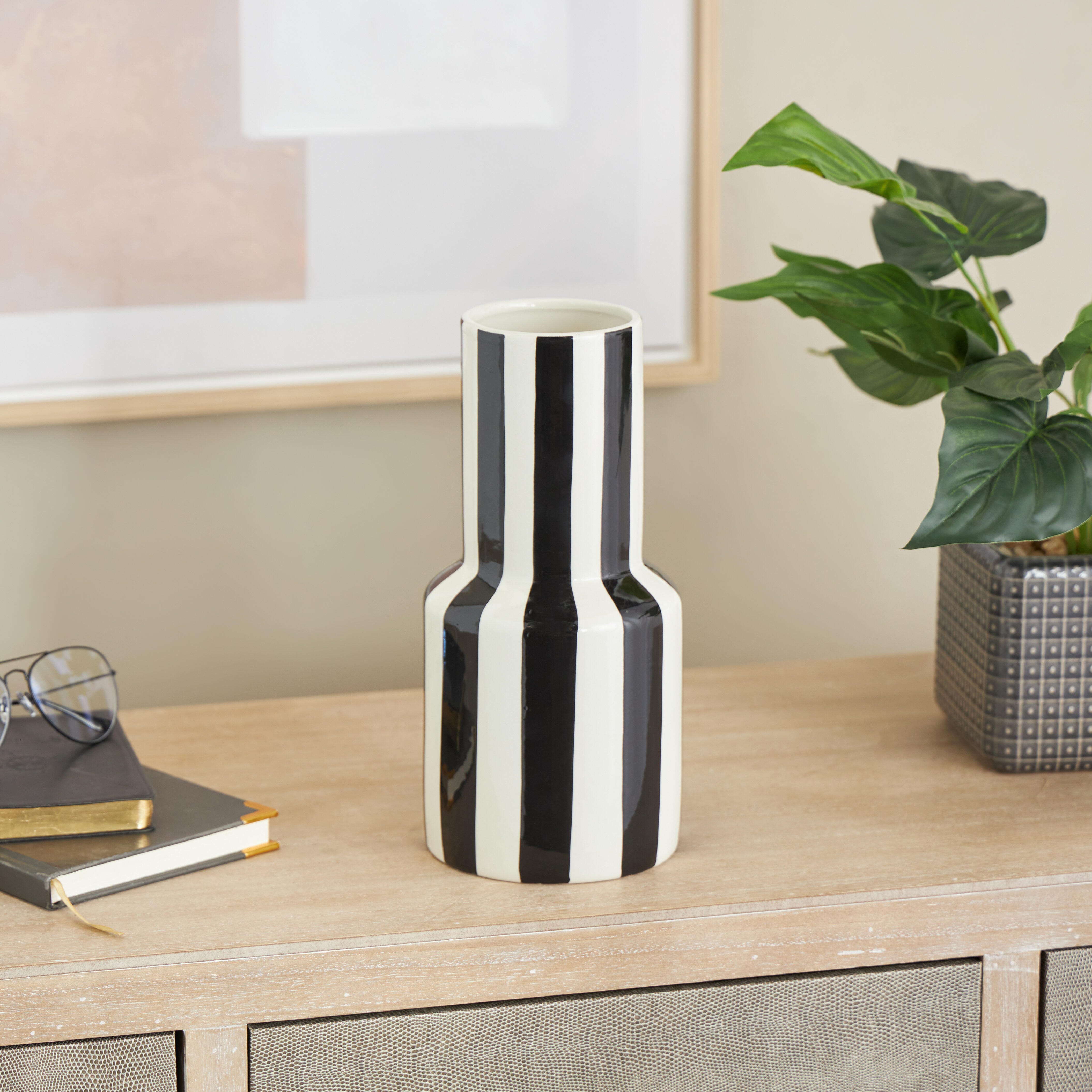 Click here for Bayberry Lane Vase with Black Stripes  White prices