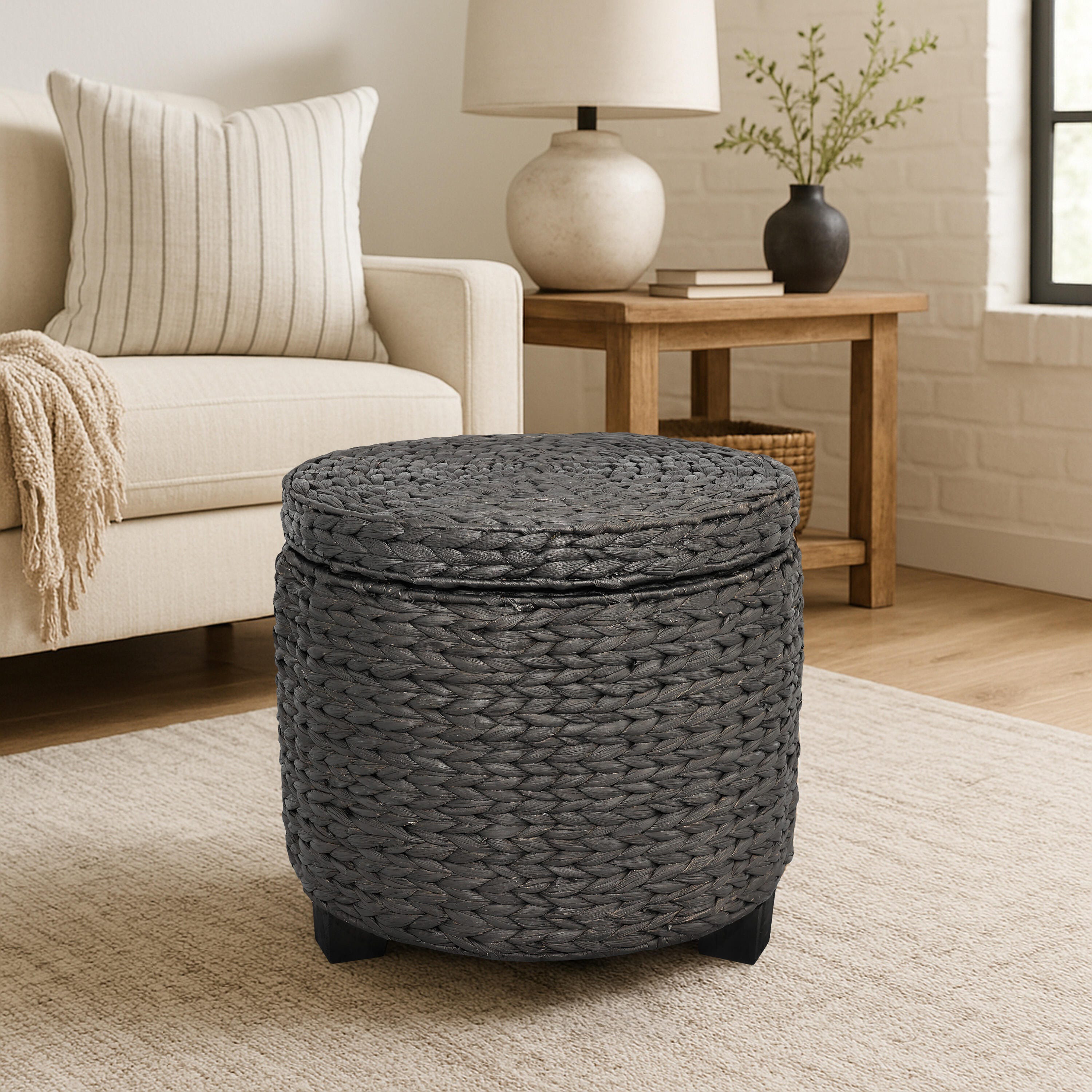 Click here for HAPPIMESS Addie Storage Ottoman  Black prices