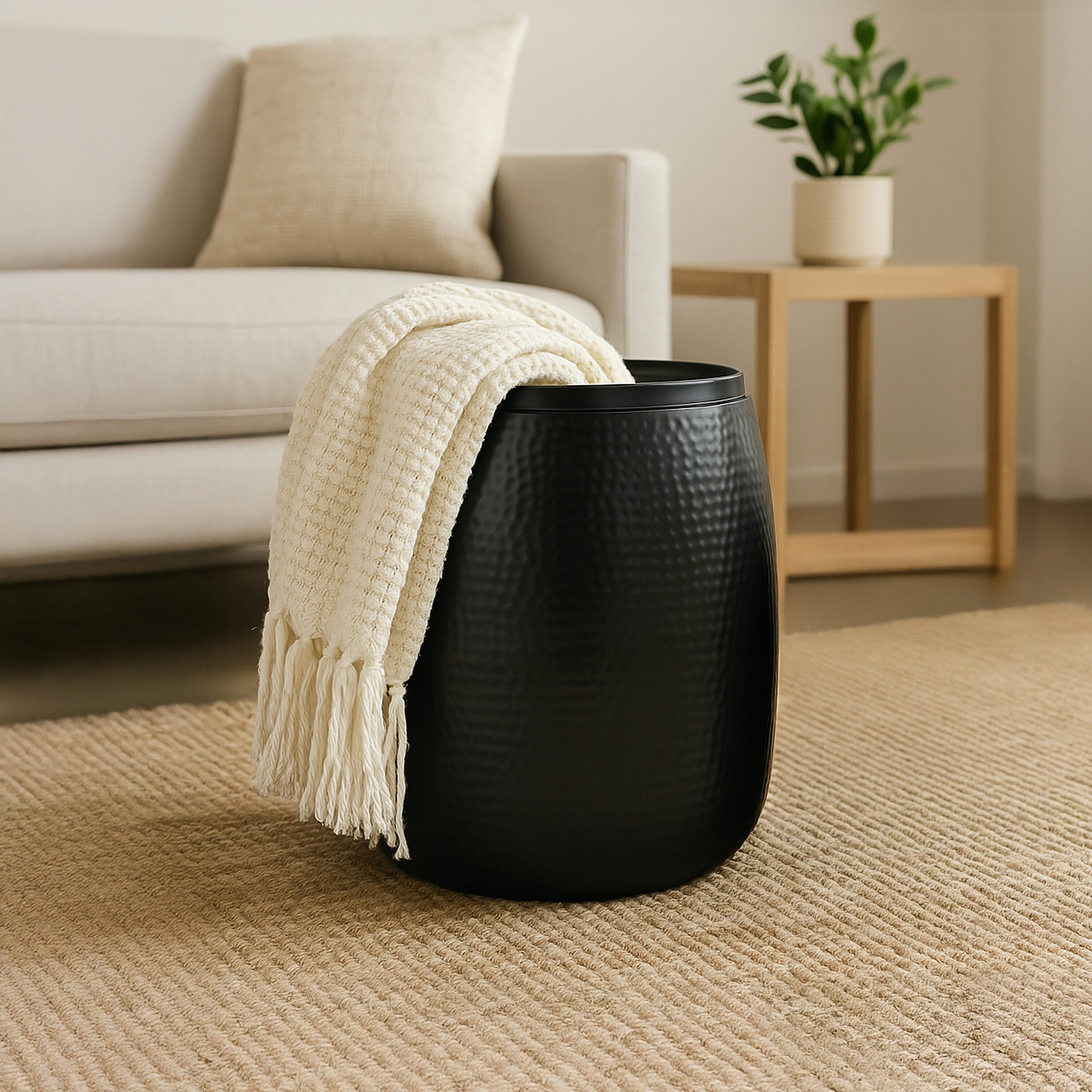 Click here for HAPPIMESS Merida Round Storage Side Table  Matte B... prices