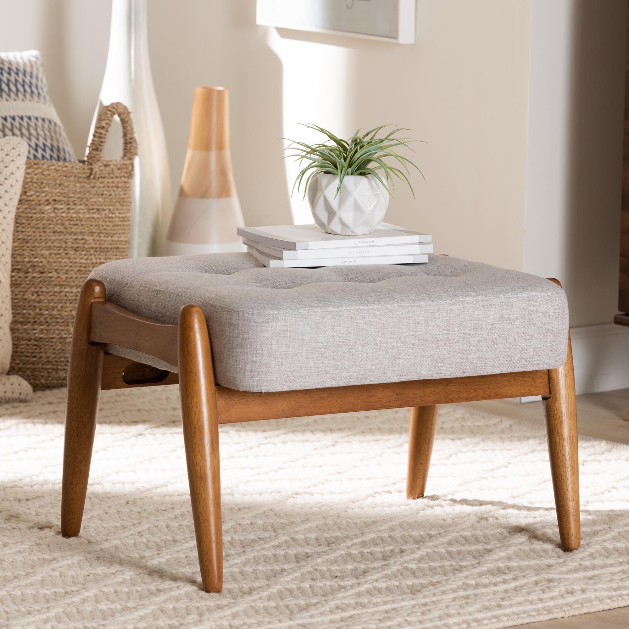 Click here for Baxton Studio Jeanine Ottoman Footstool  Gray Beig... prices