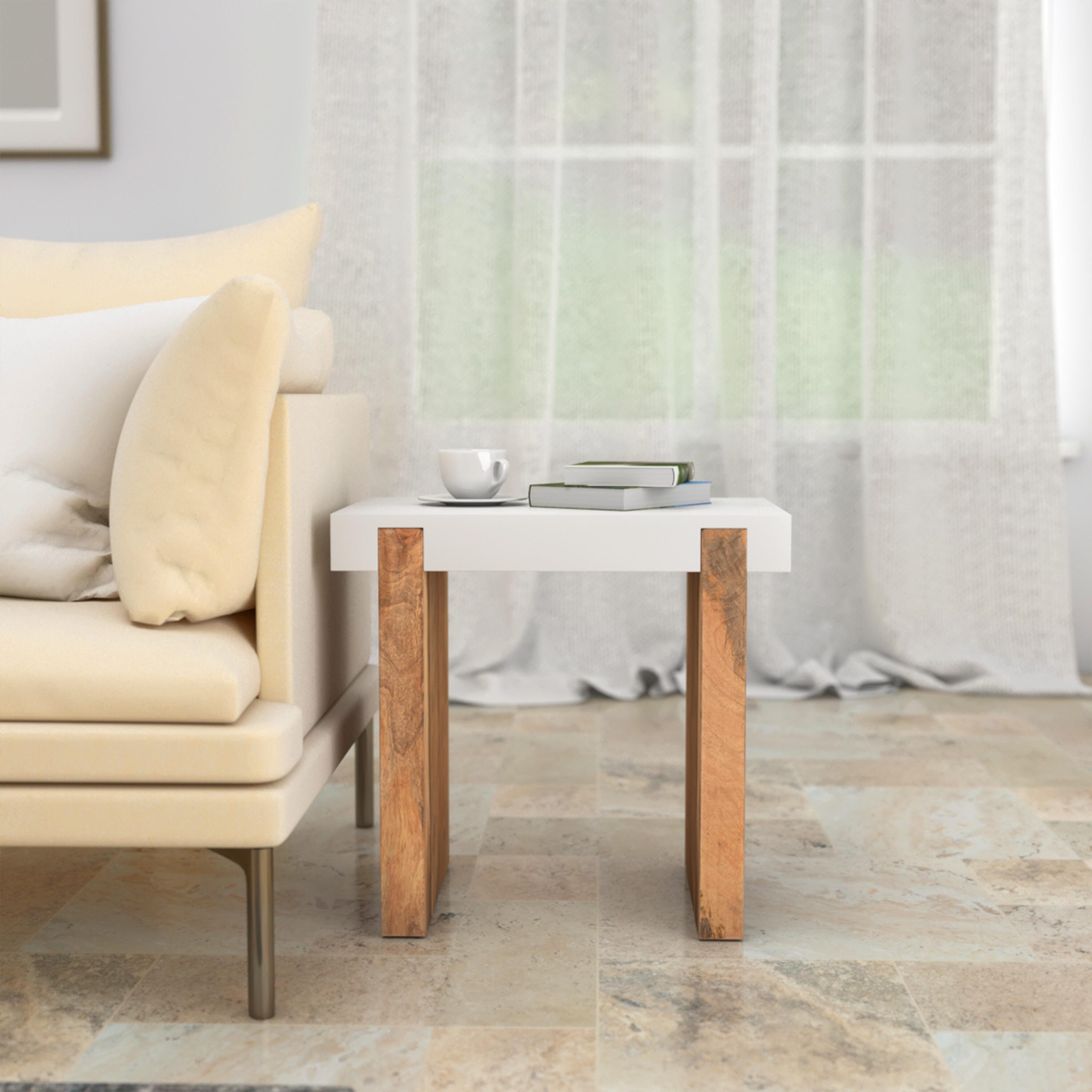 Click here for Benzara Kerry End Table  White/Brown prices