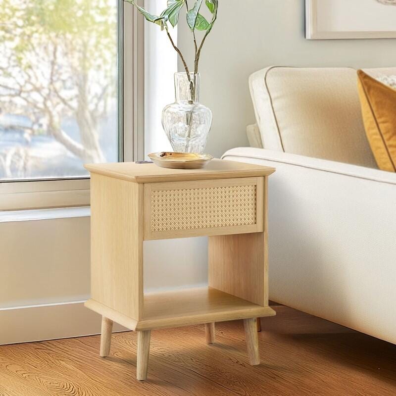 Click here for INK+IVY Teagan End Table with USB Charging  Natura... prices
