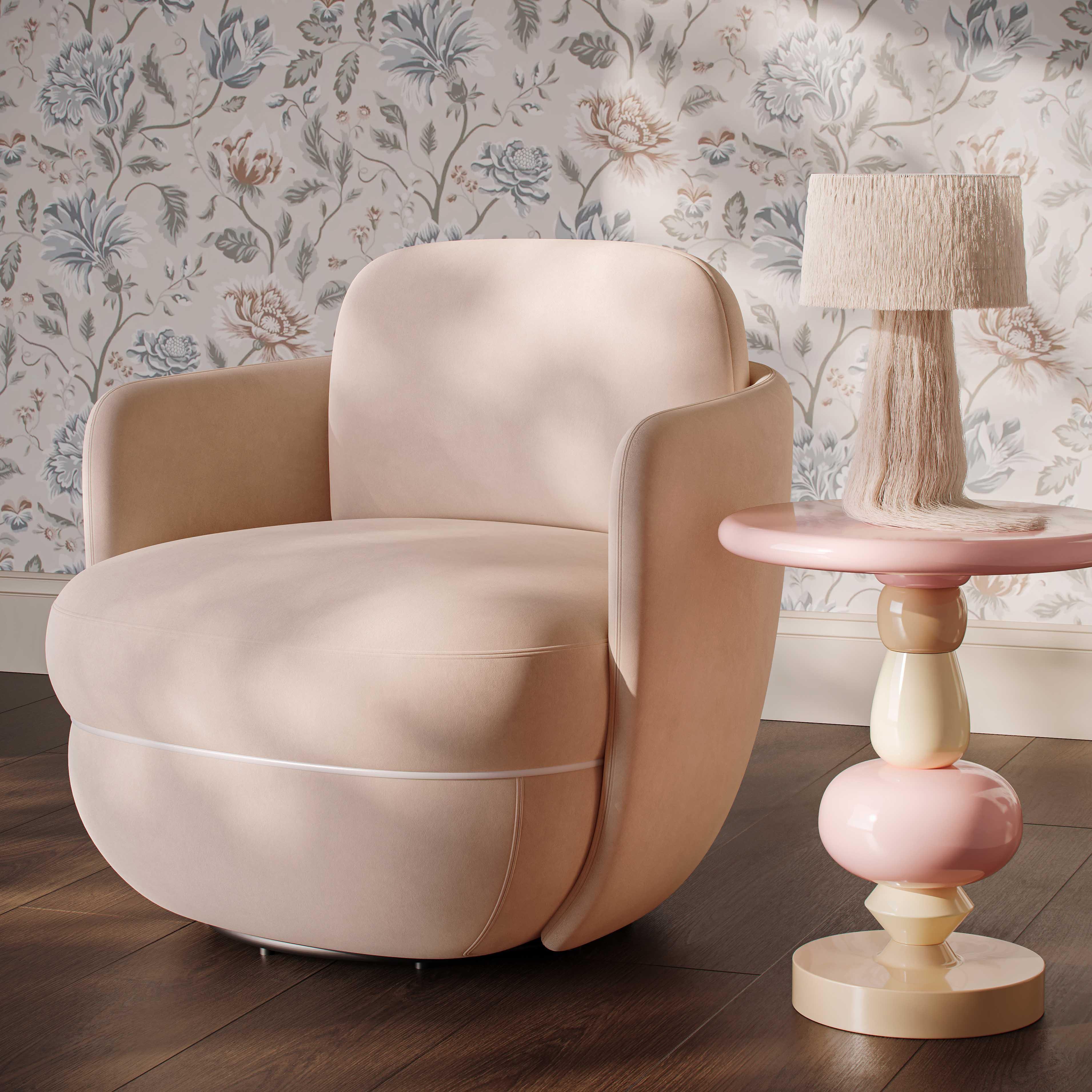 Click here for TOV Furniture Wolfie Swivel Accent Chair  Blush prices