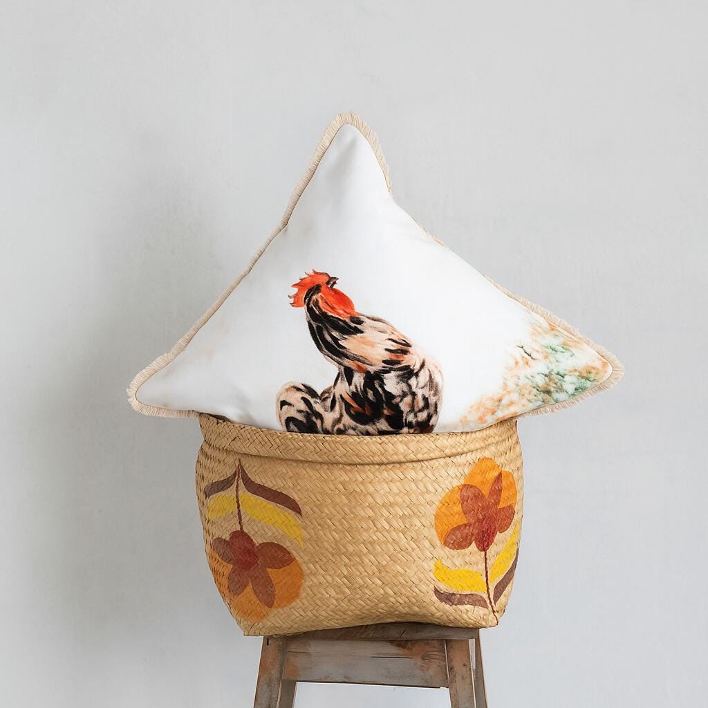 Click here for Storied Home Fringed Rooster Decorative Throw Pill... prices