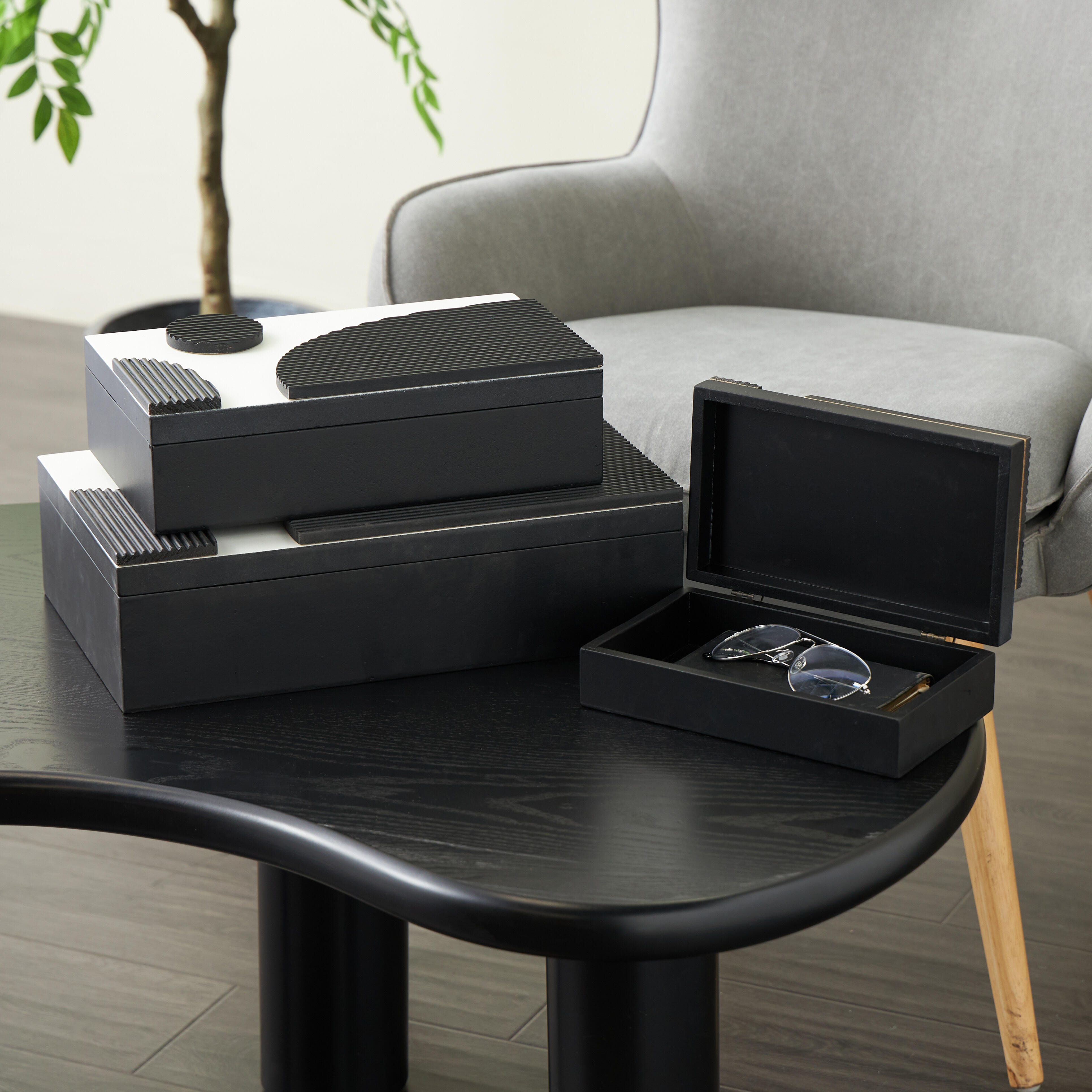 Click here for Bayberry Lane Decorative Box (Set of 3)  Black prices