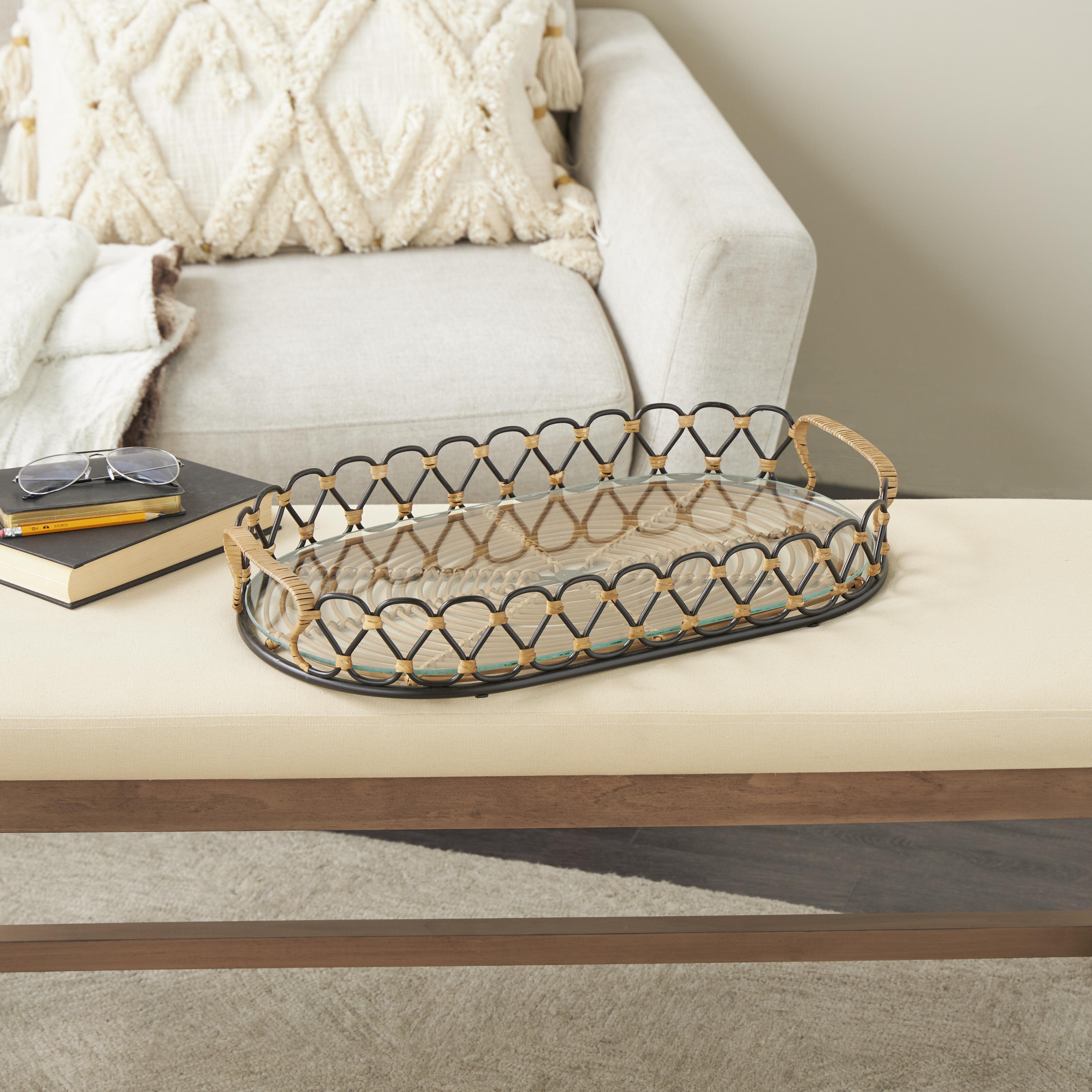 Click here for Bayberry Lane Decor Tray with Glass Base  Black prices