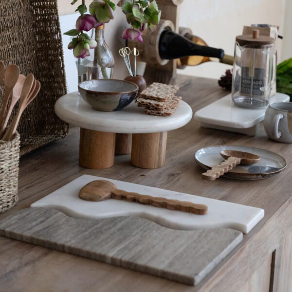 Click here for Storied Home Abstract Cutting Board  Beige/White prices