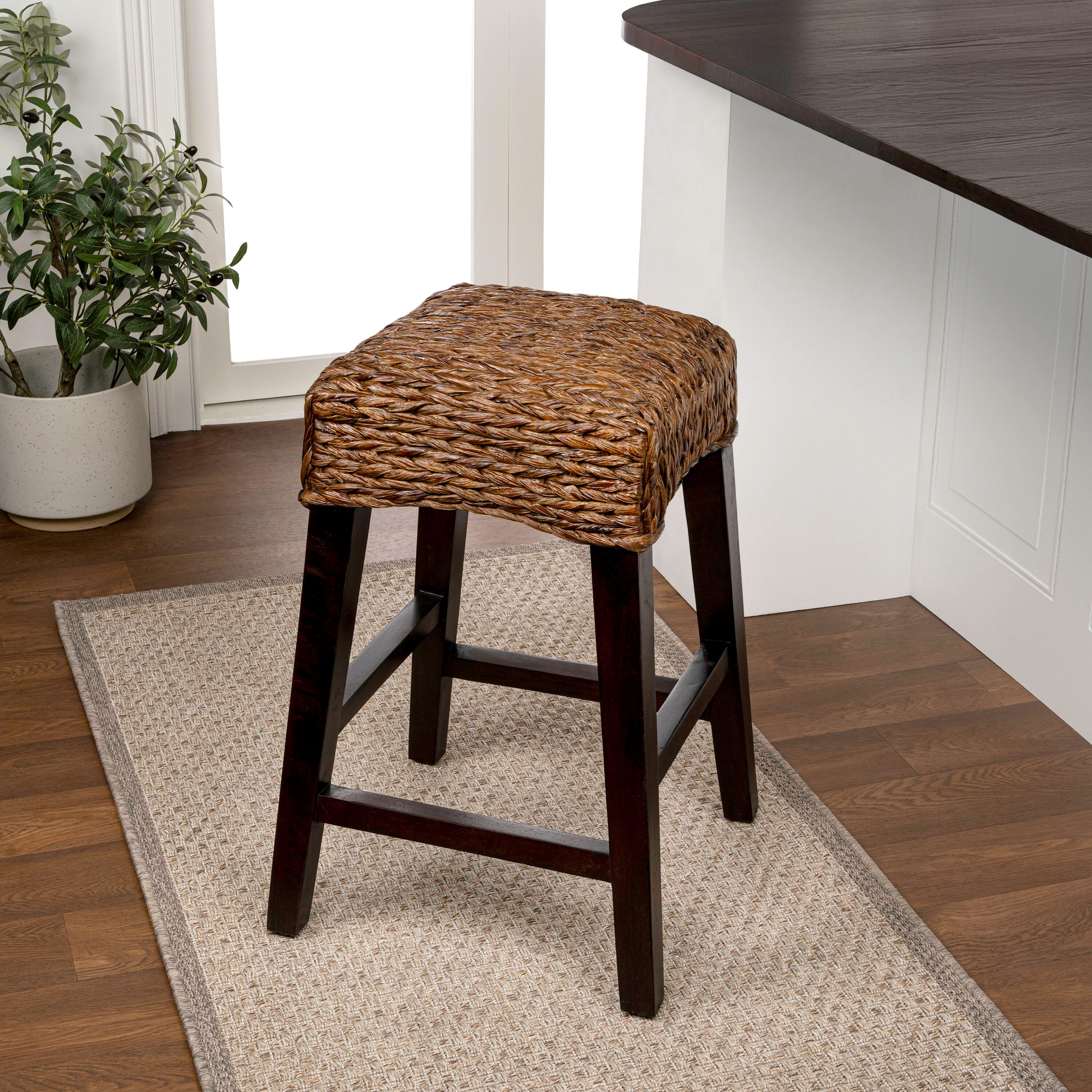 Click here for JONATHAN Y Maui Counter Height Bar Stool  Dark Bro... prices
