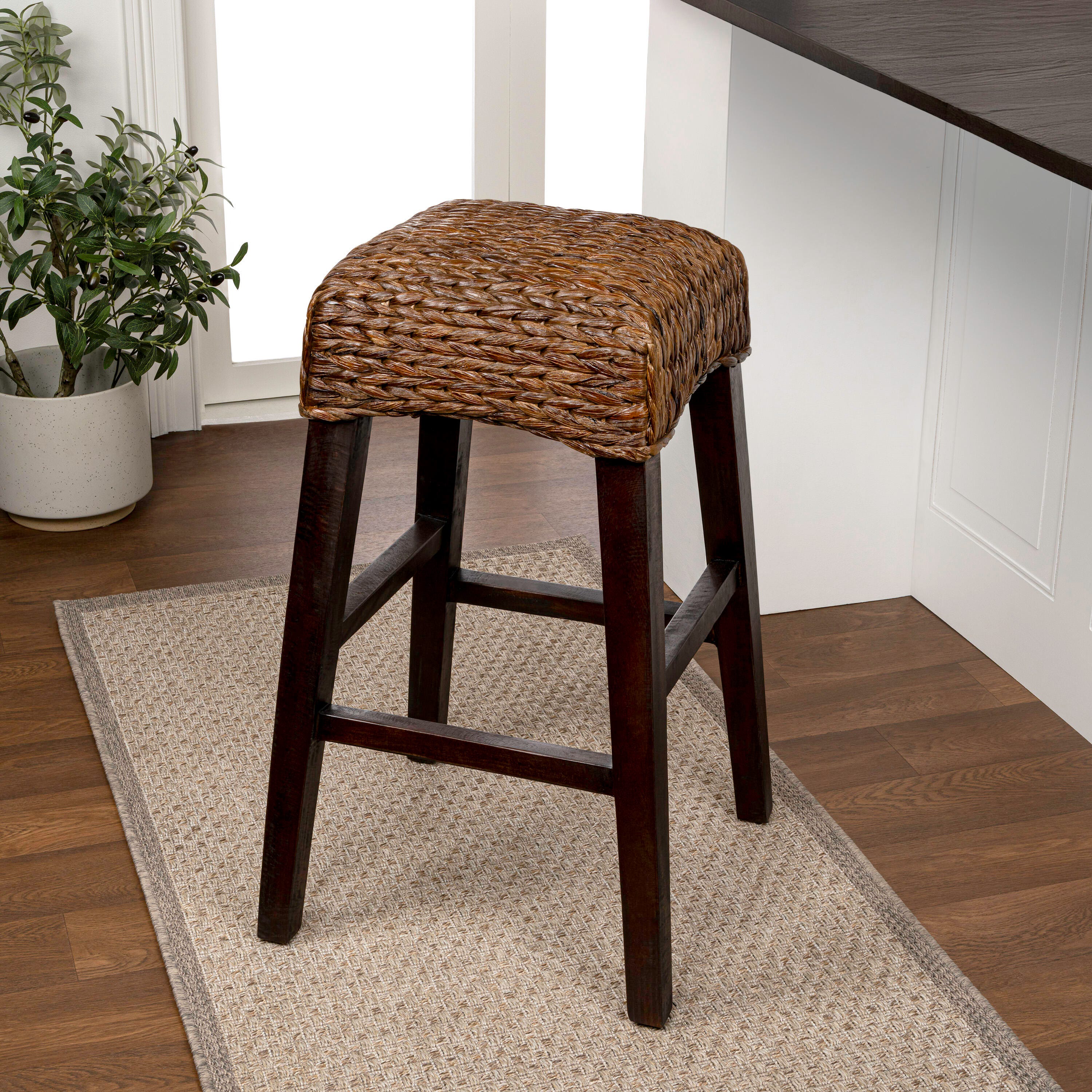 Click here for JONATHAN Y Maui Bar Height Bar Stool  Dark Brown prices