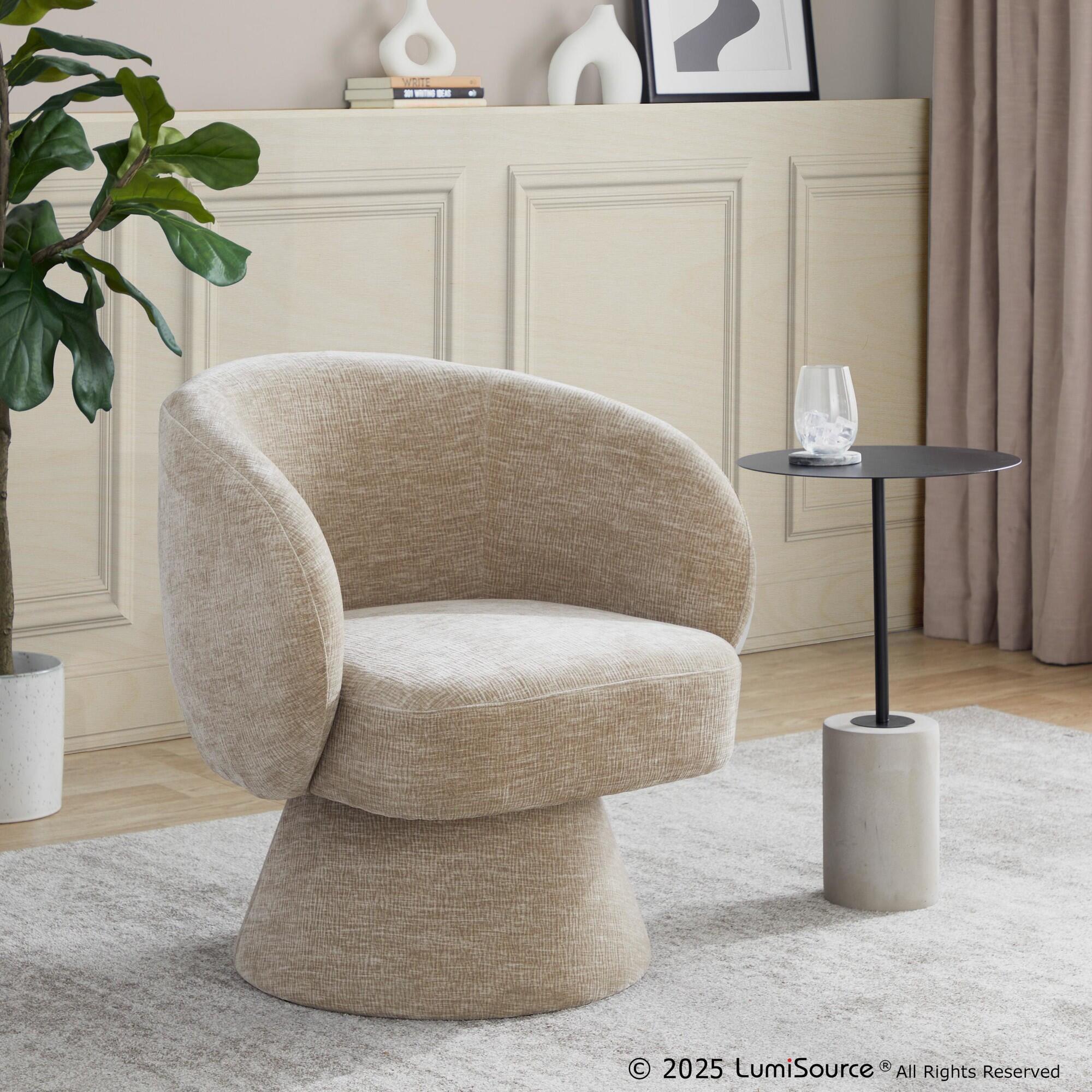 Click here for LumiSource Fran Swivel Accent Chair  Light Brown prices