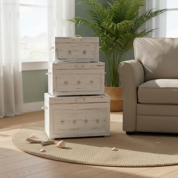 Click here for Crestview Collection 3-Piece Seaside Storage Trunk... prices