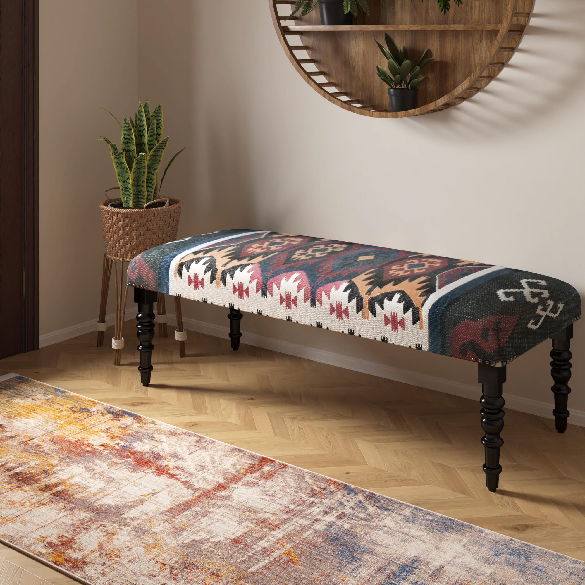 Click here for LR Home Kilim Bench  Blue/Multi prices