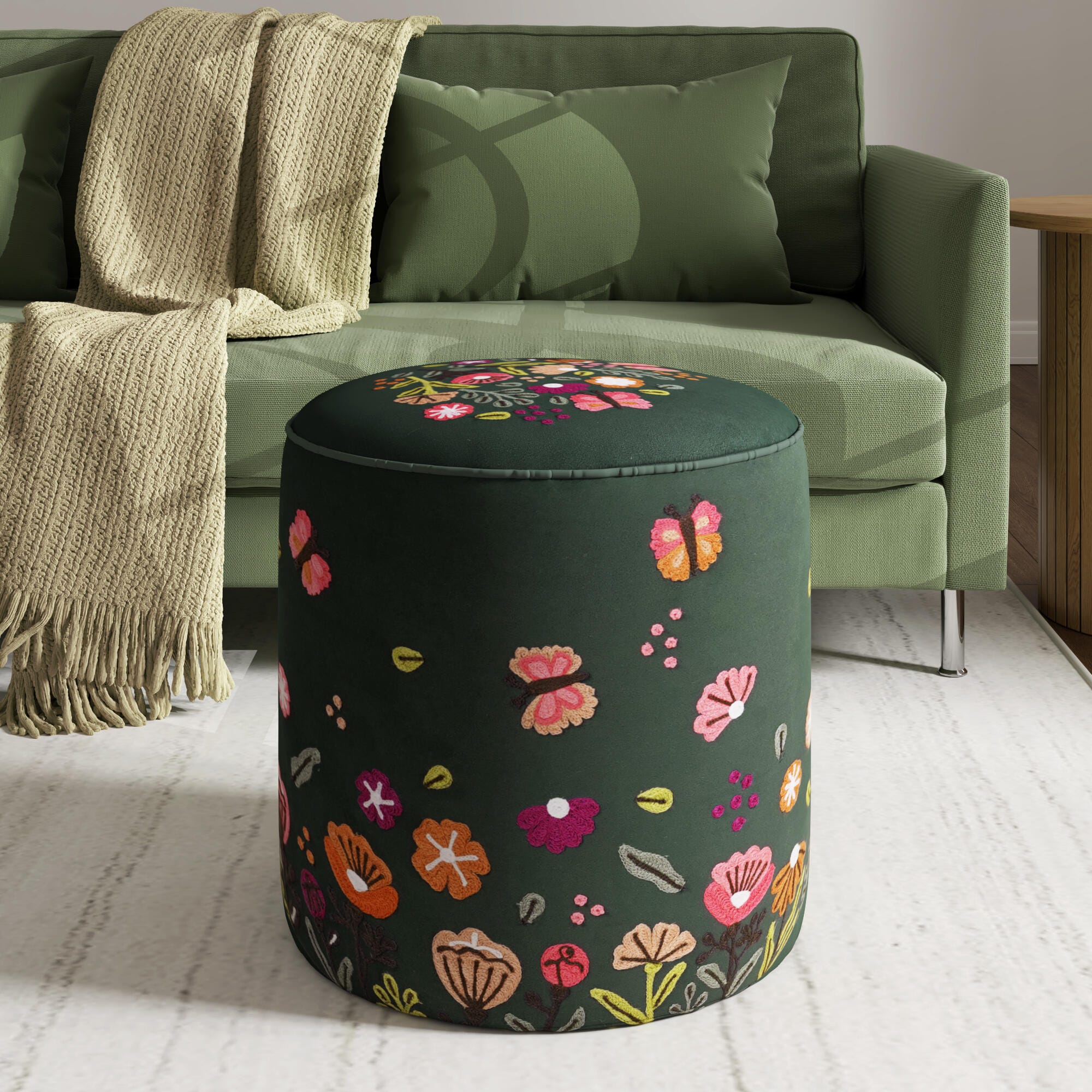 Click here for Suvii Home Beatrice Ottoman  Green/Multi prices