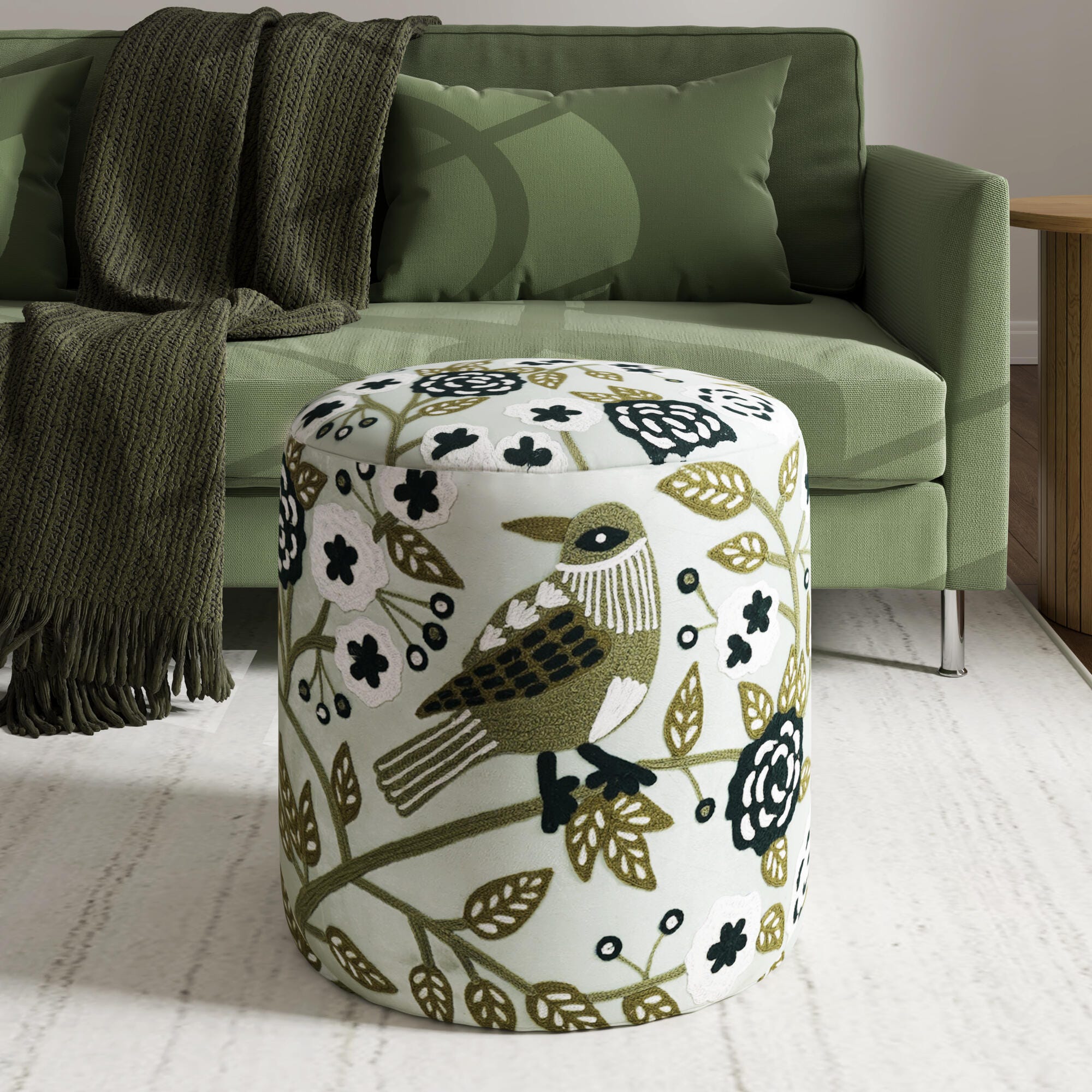 Click here for Suvii Home Cora Ottoman  Light Green/Multi prices