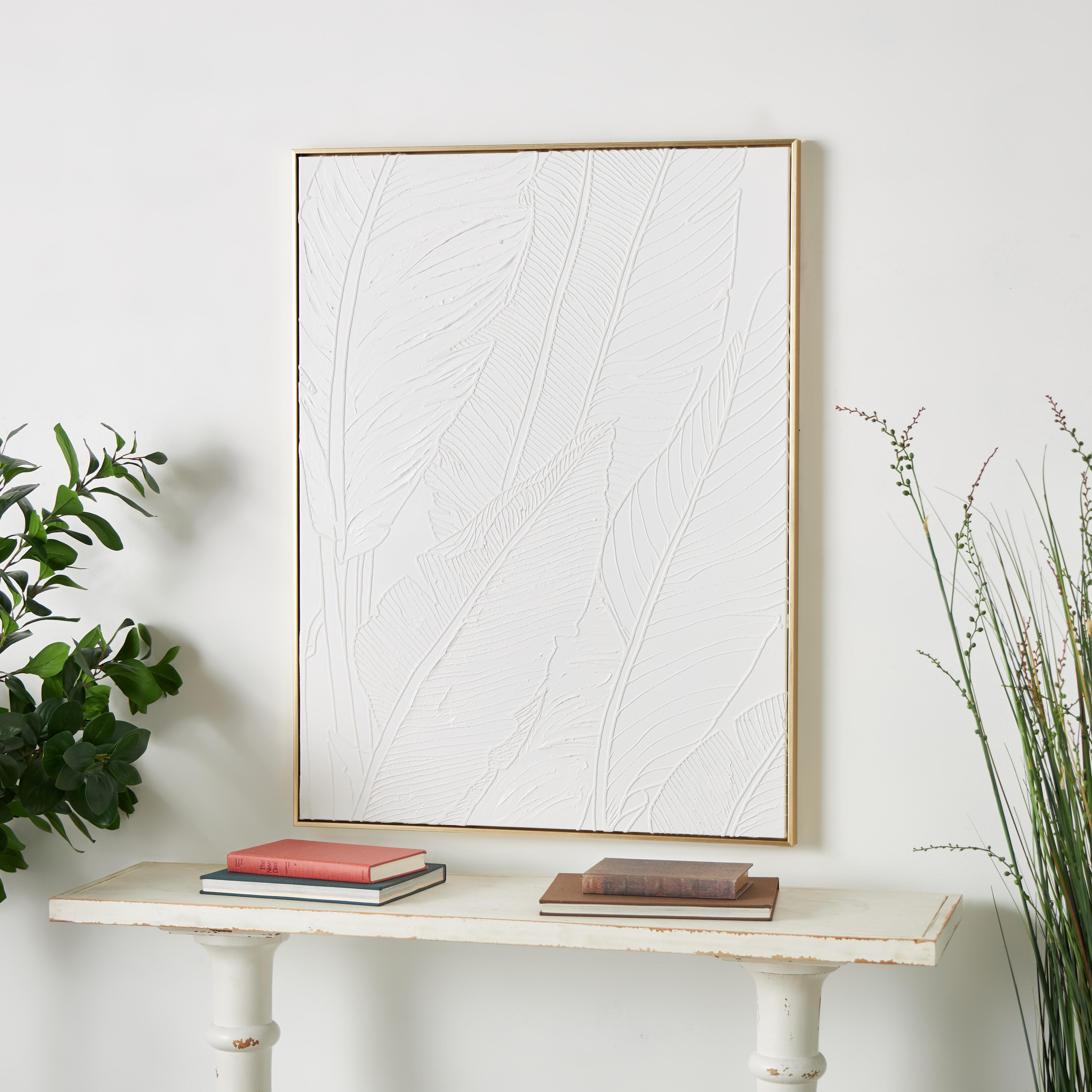 Click here for Bayberry Lane Textured Leaf Wall Art 30 x 40  Whit... prices