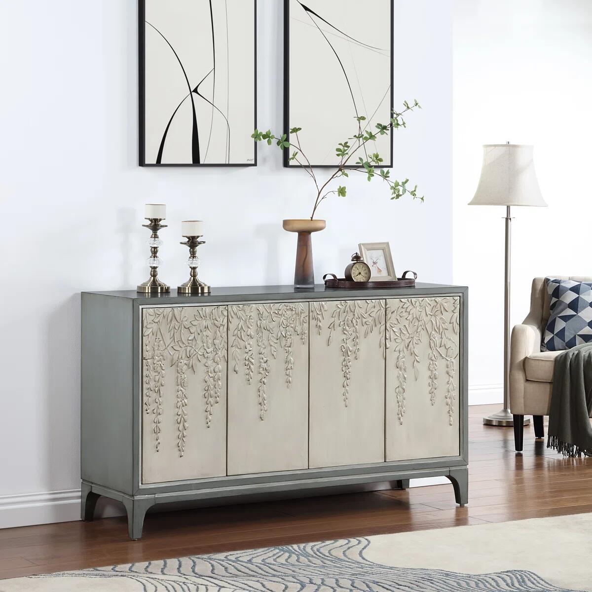 Click here for Linon Cragen 60 Accent Cabinet  Gray prices