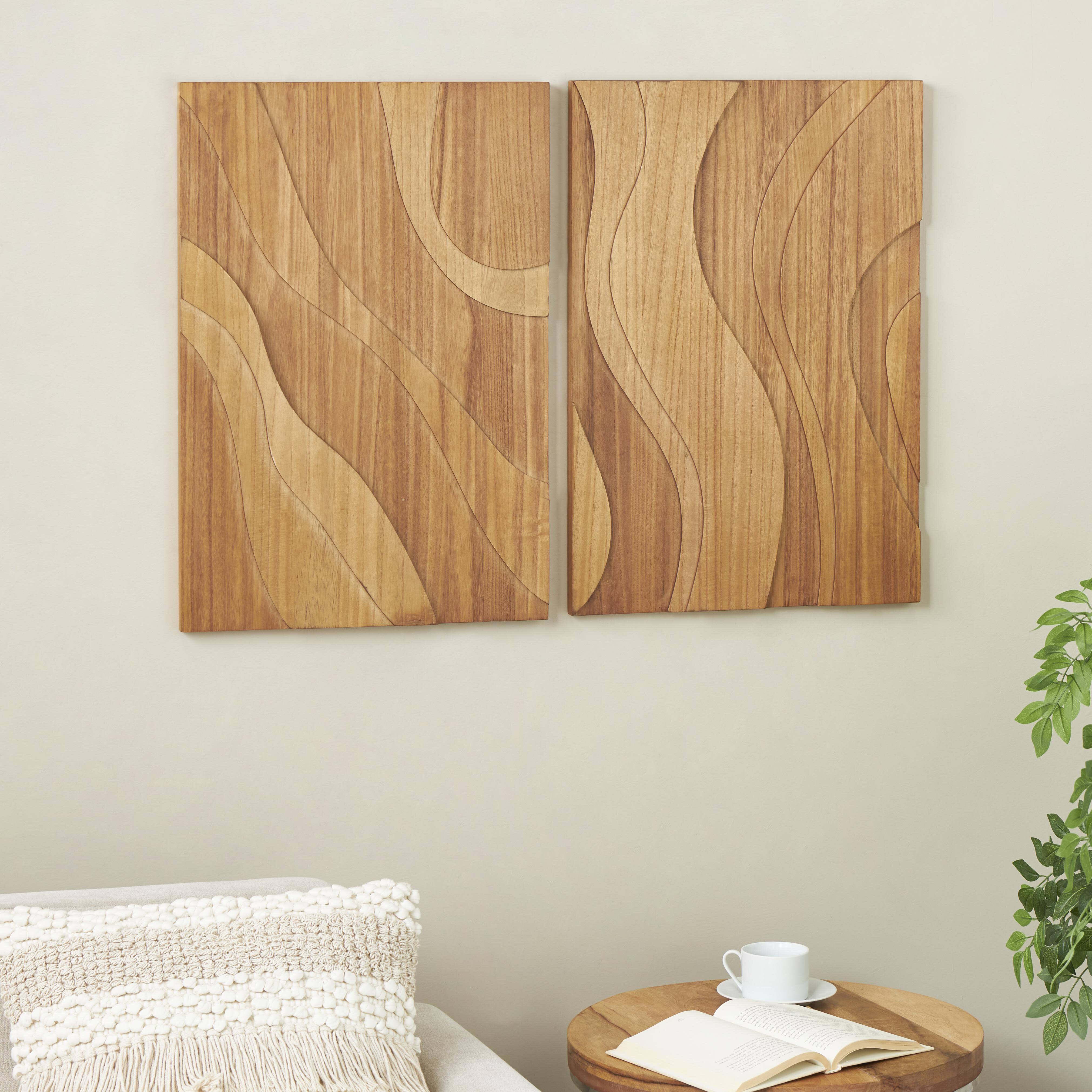 Click here for Bayberry Lane 2-Piece Abstract Wavy Carved Wall De... prices
