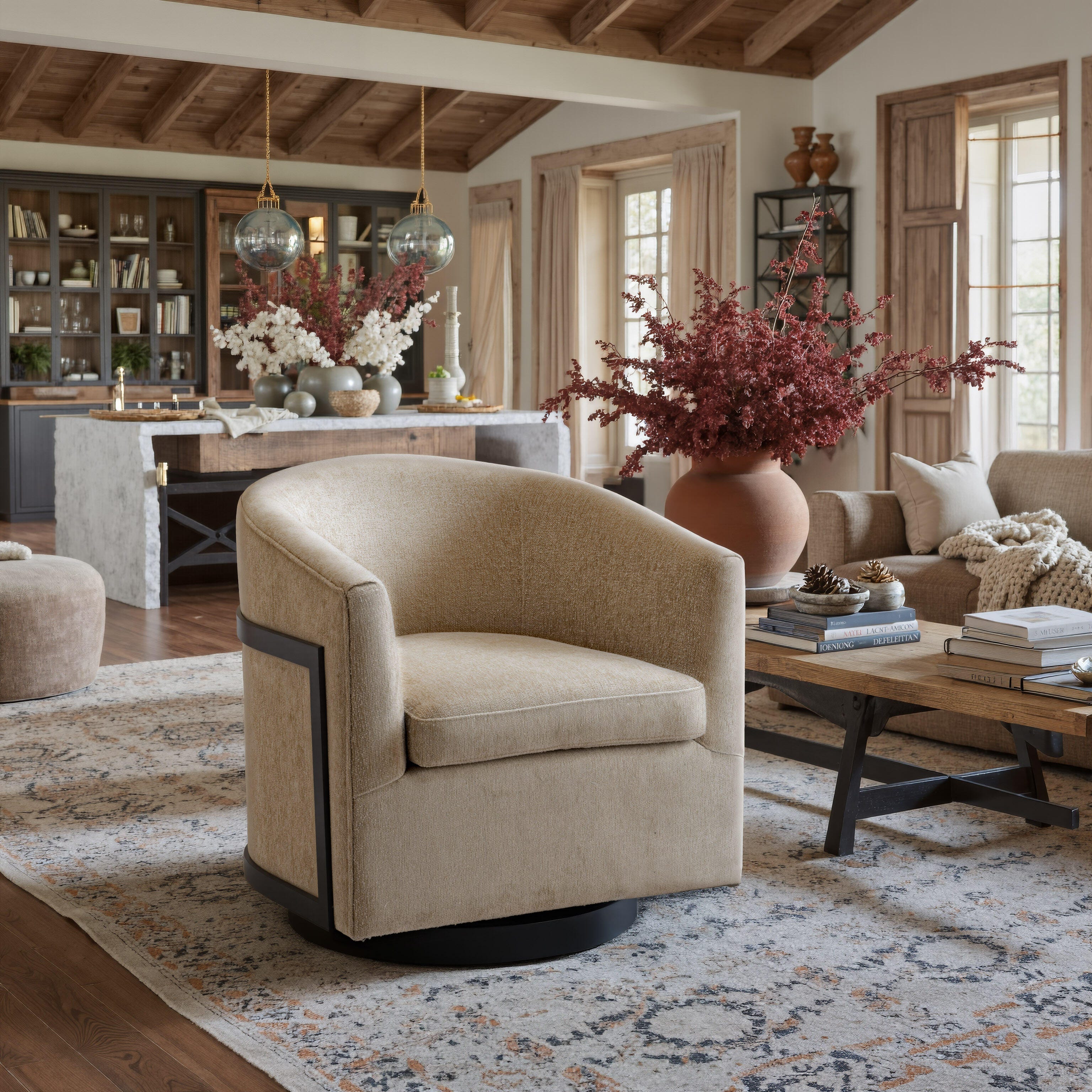 Click here for Erika Home Hanko Swivel Chair  Golden Beige prices